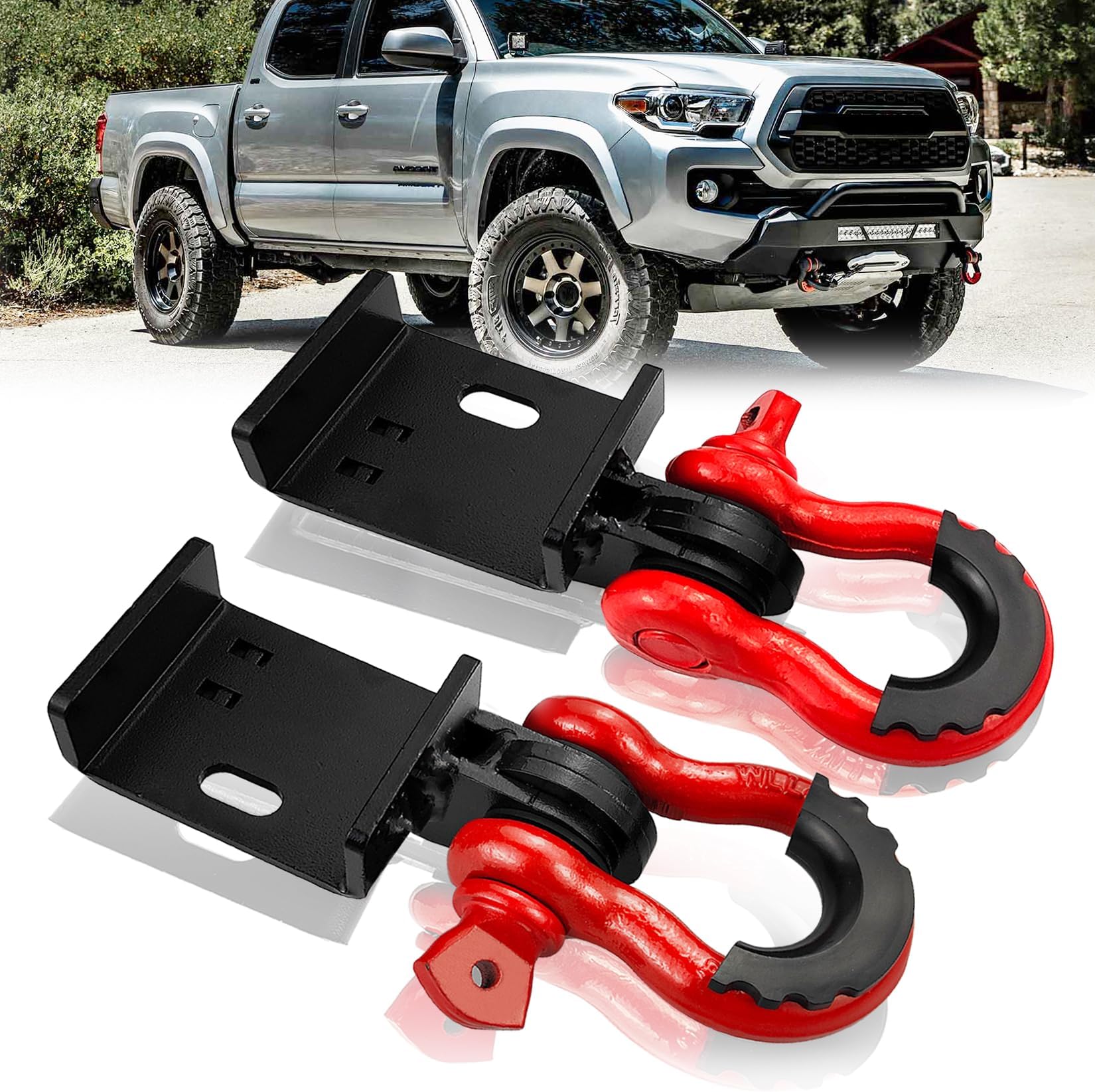 Amazon.com: Toyota Tacoma Red Recovery Tow Hook Set, Left and Right ...