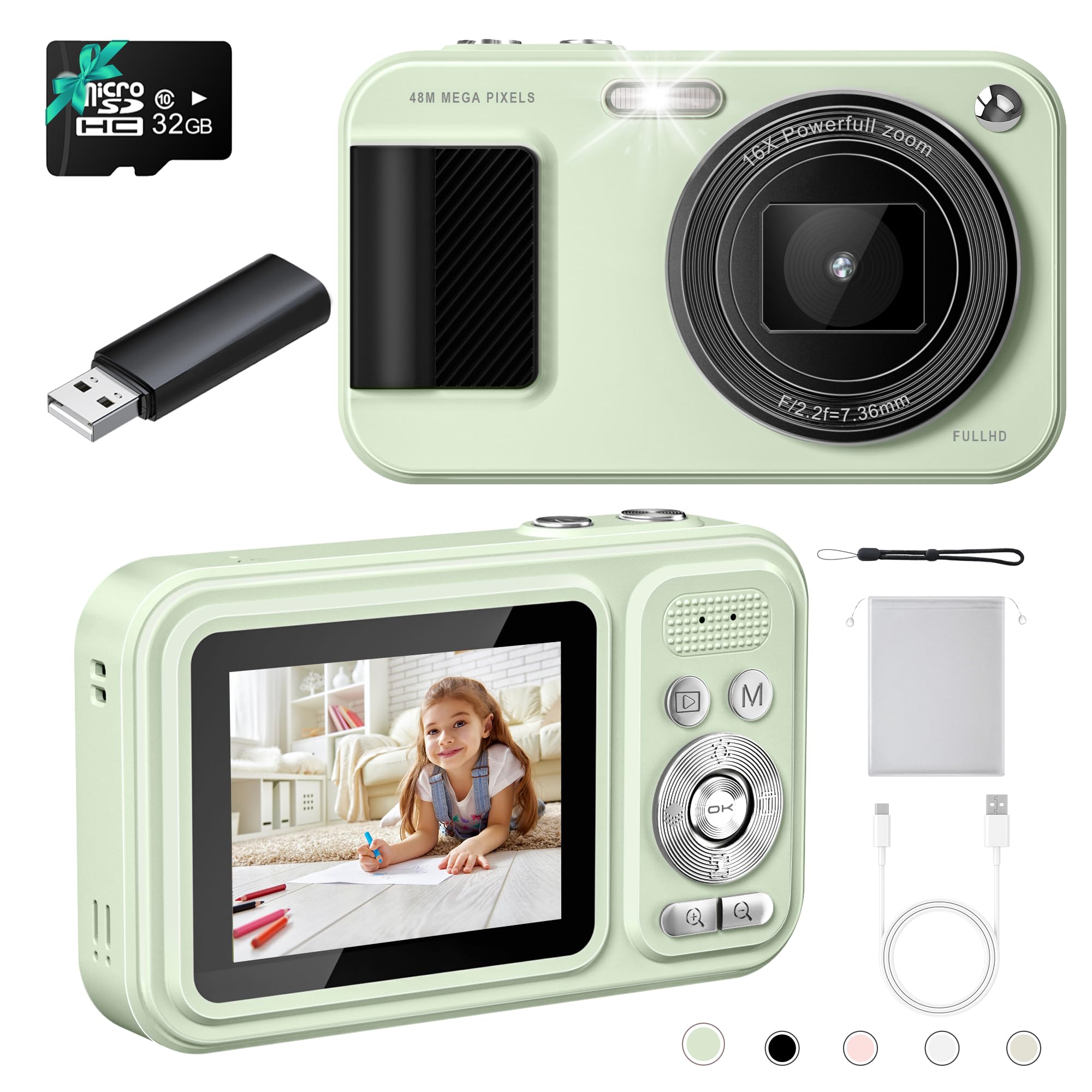 Amazon.com : Digital Camera, Student Cameras with 32GB Card. Autofocus ...