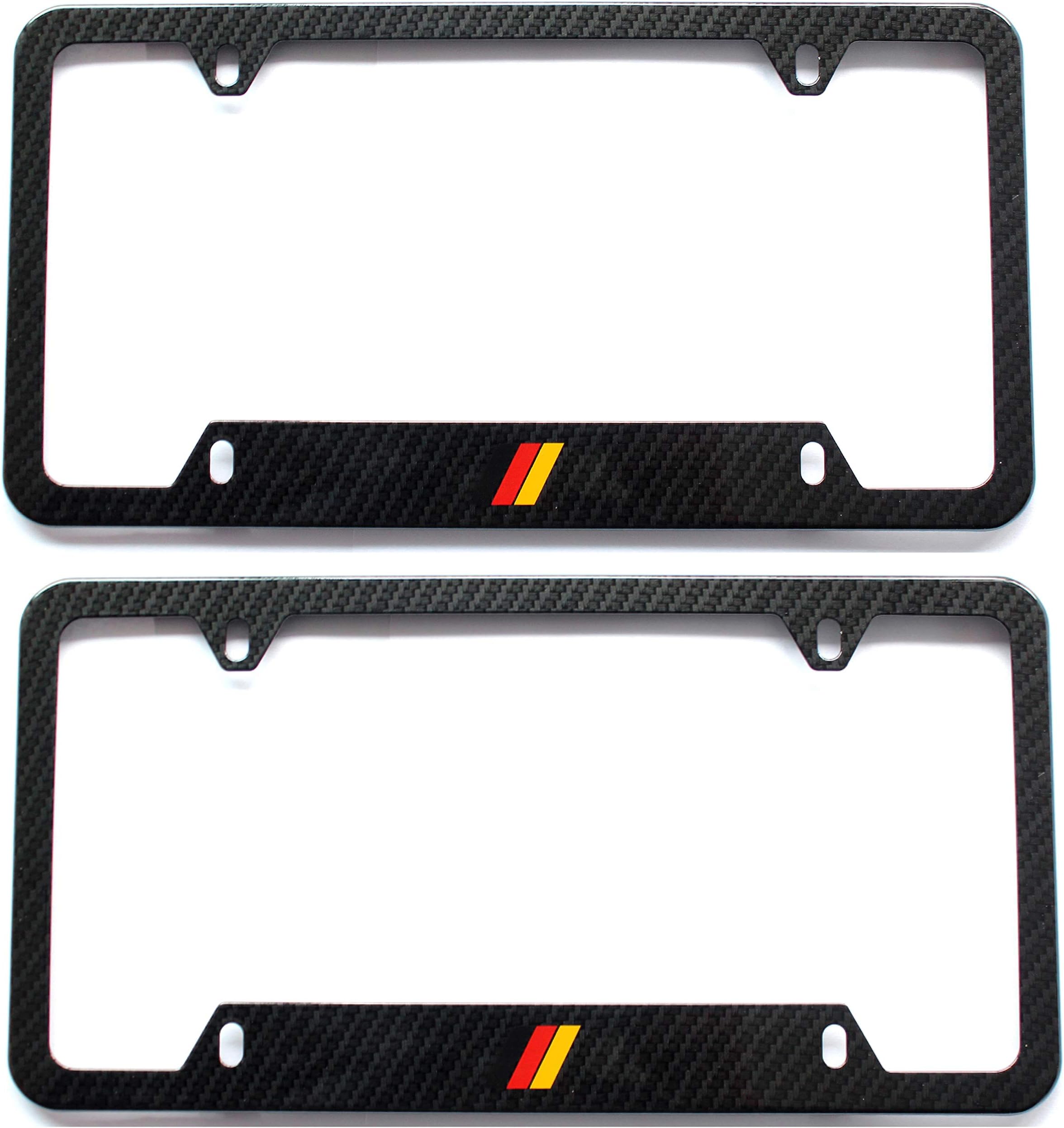 (Pack of 2) German License Plate Frame Aluminum with Carbon Fiber ...