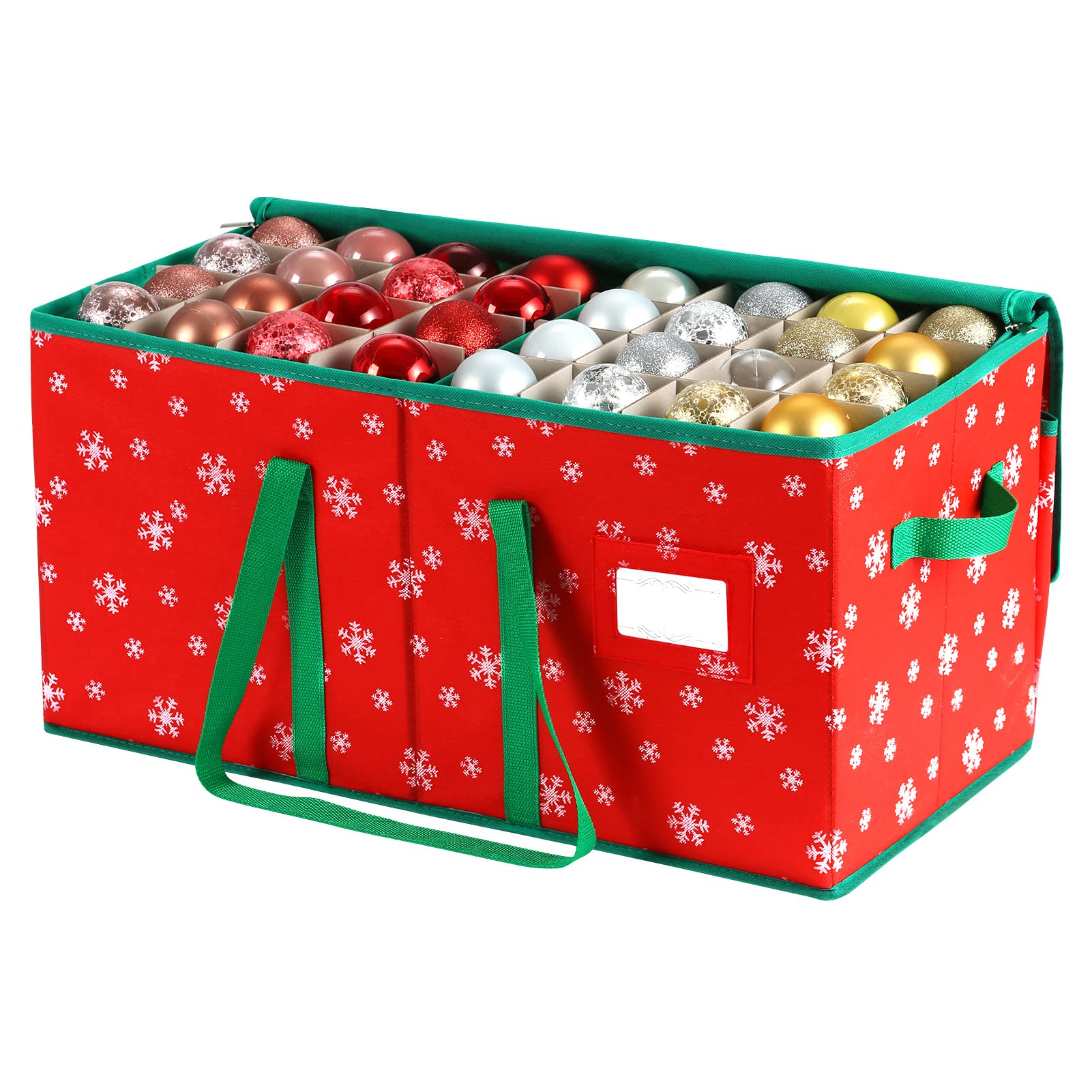 Christmas Ornament Storage Box with Zippered Closure Store Up to 128 ...