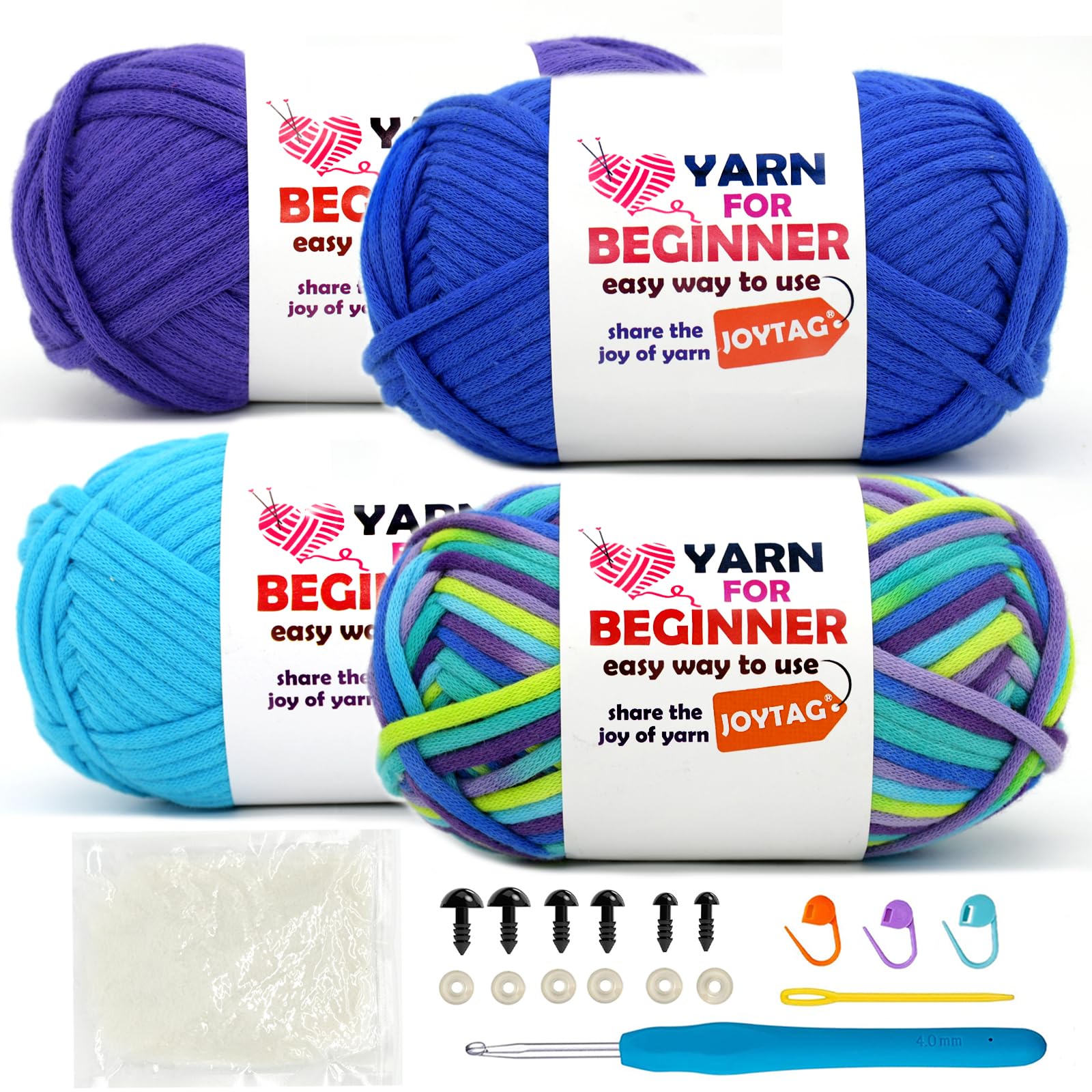 Amazon.com: 4 Pack Rainbow Beginner Crochet Yarn for Crocheting ...