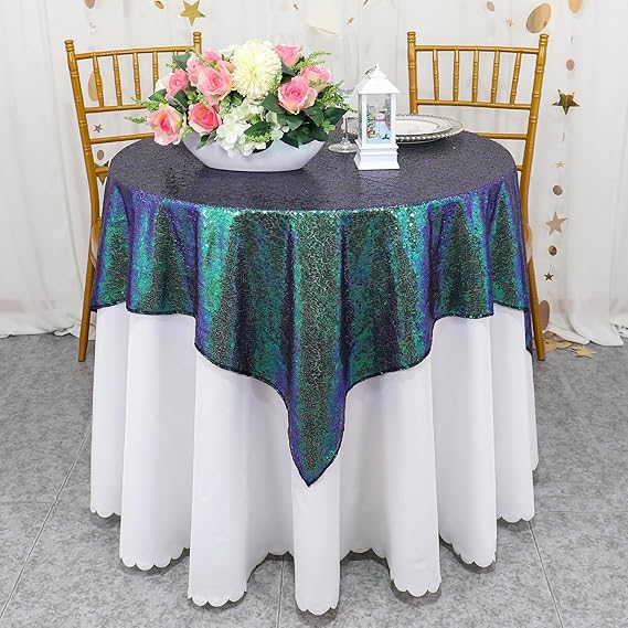 Amazon.com: ShinyBeauty Iridescent Green Sequin Tablecloth Square ...