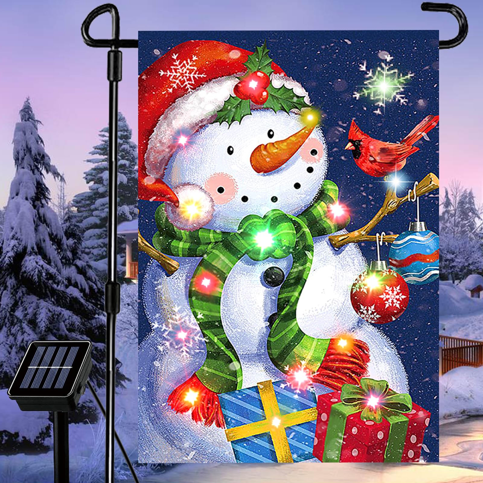 Amazon.com : Wosngtue Lighted Winter Garden Flag,Christmas LED Garden ...