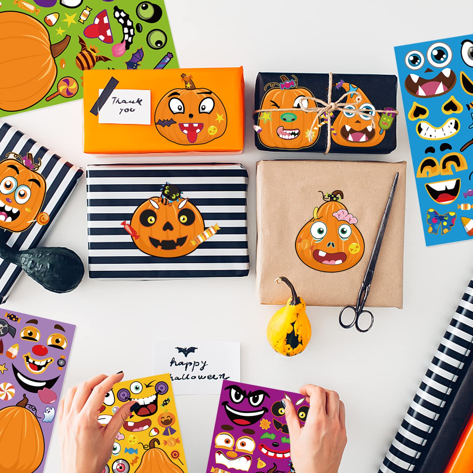 Snapklik.com : 36 Sheets Halloween Pumpkin Craft Stickers Party Favors ...