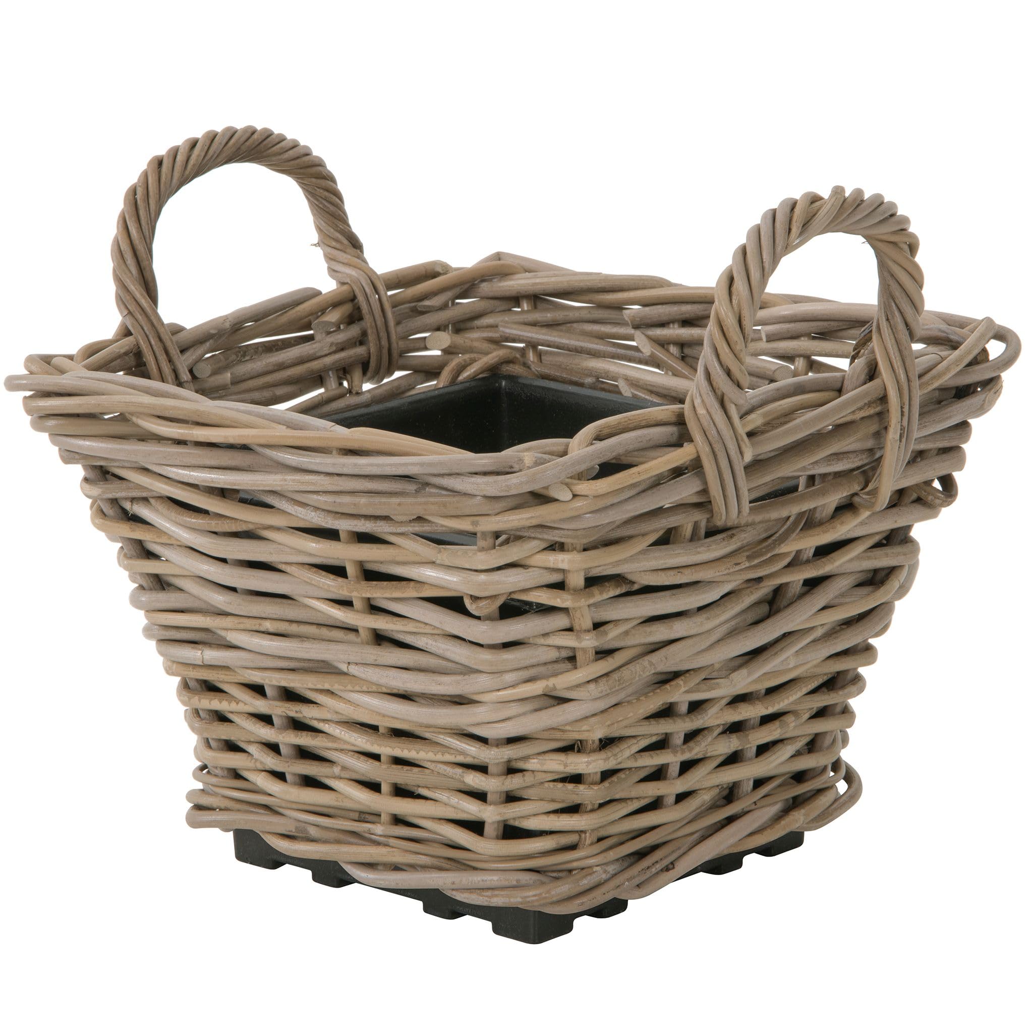 Amazon.com : Kouboo Square Rattan Planter Basket with Handles - 1.25 ...