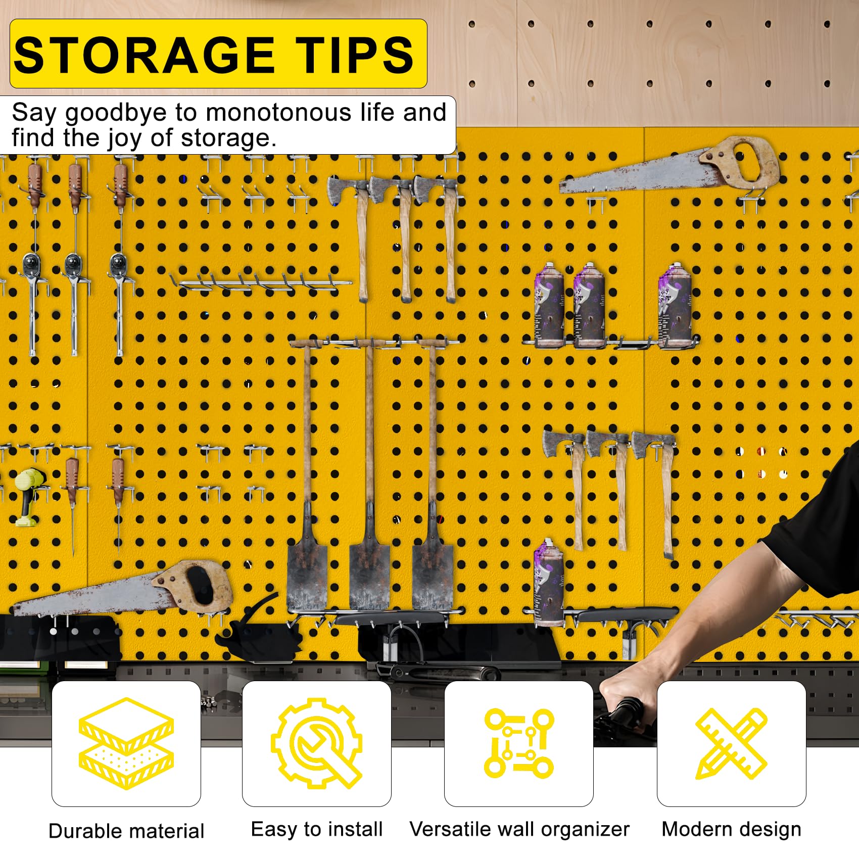 Snapklik.com : Chinrose Metal Peg Board Panels For Workbench, Shop ...
