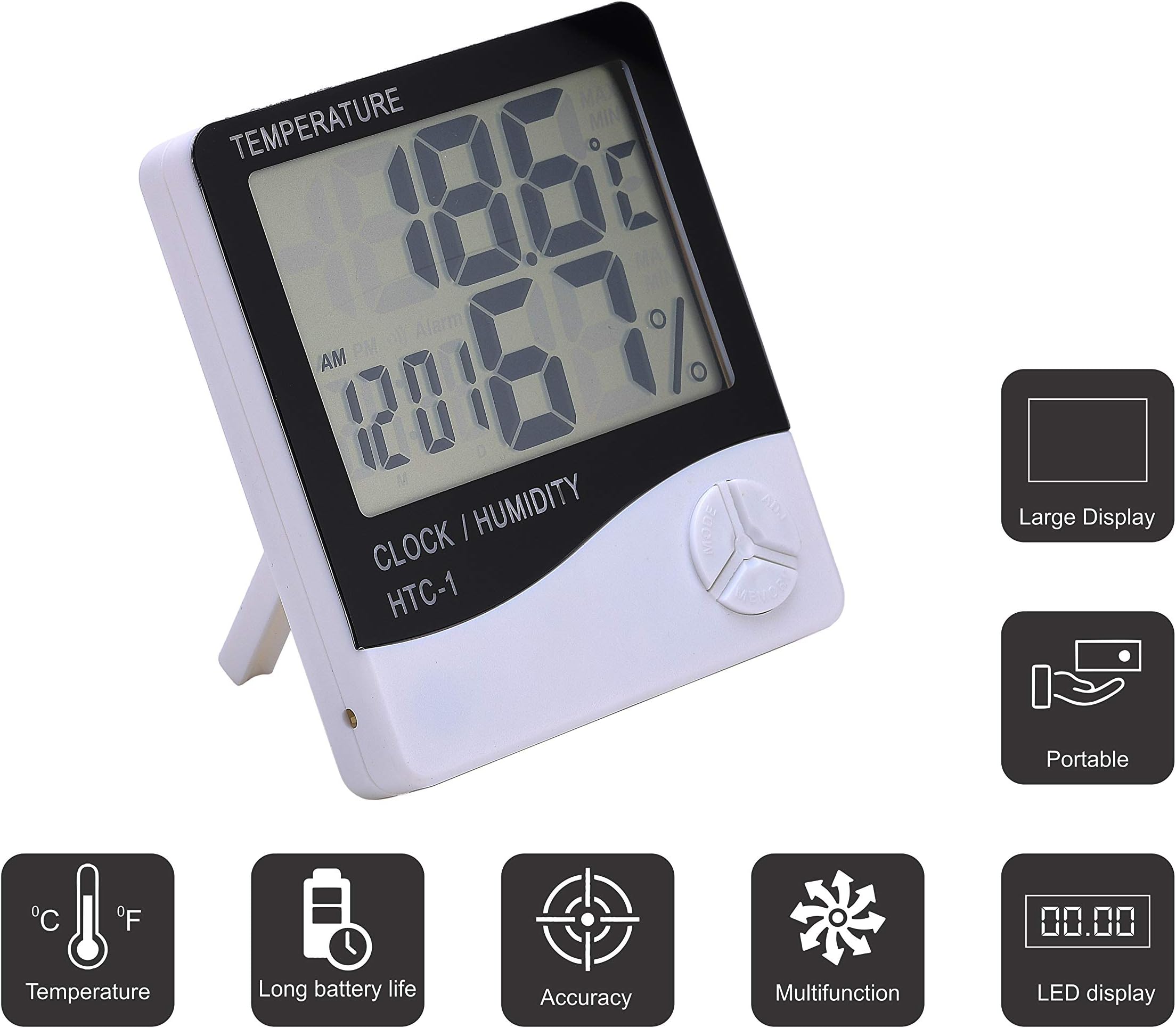 Thermocare Time Digital Room Thermometer with Humidity and Accurate ...
