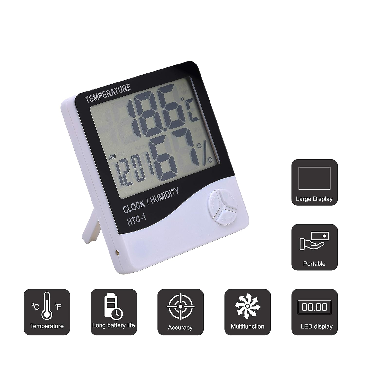 Thermocare Time Digital Room Thermometer with Humidity and Accurate ...