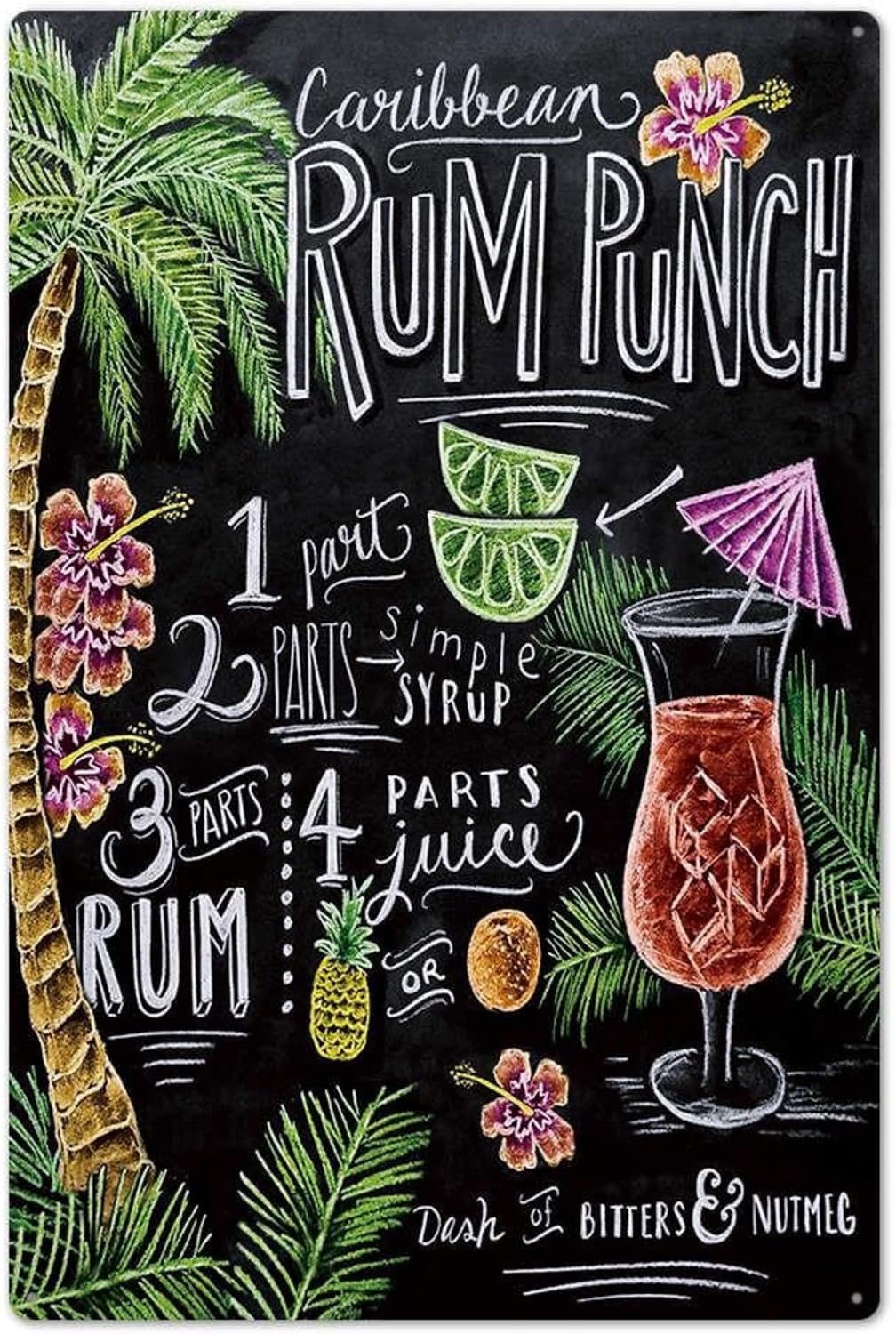Those Little Extras Caribbean Rum Punch Cocktail Metal Bar Sign 20cm x ...