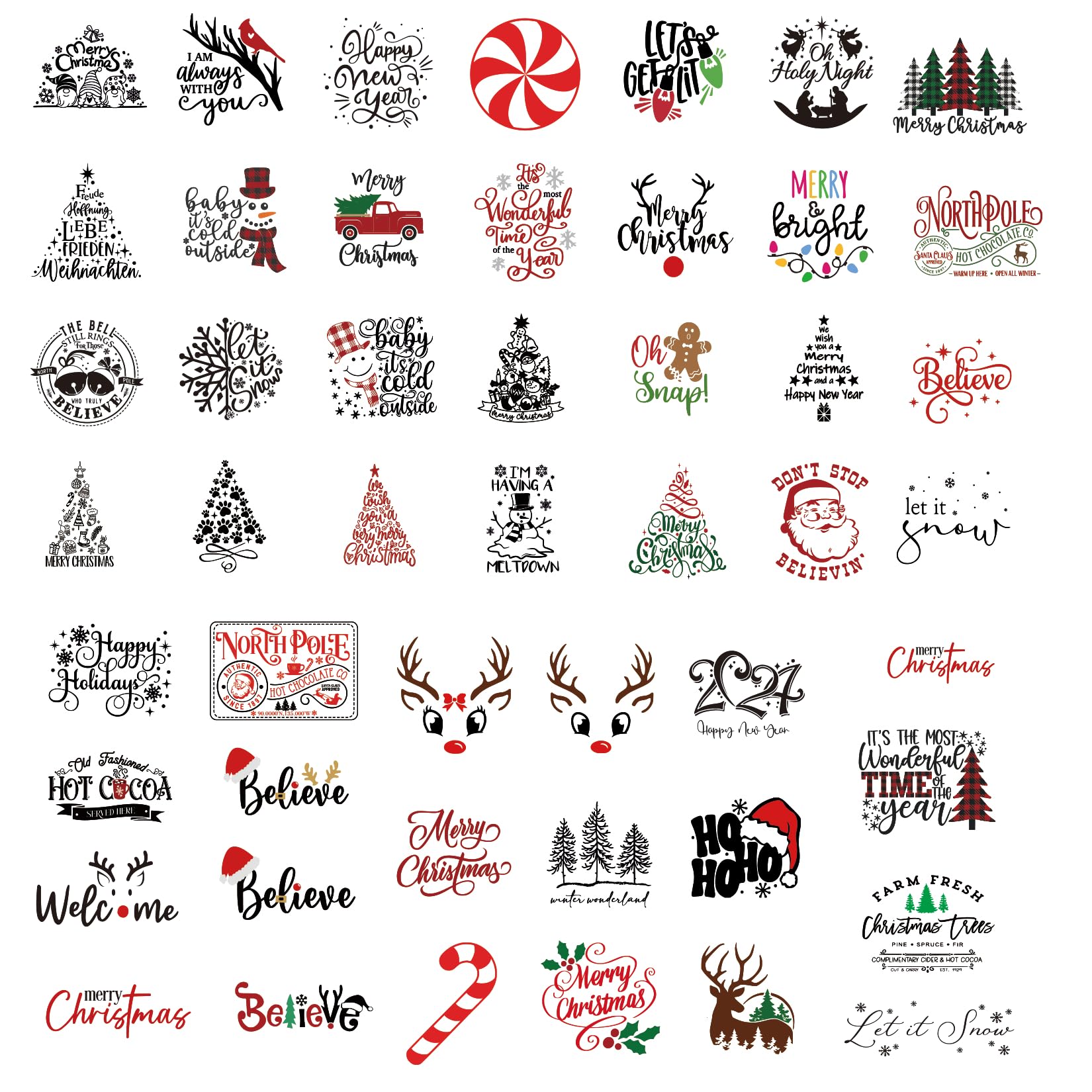 Amazon.com: 49 Pieces Christmas Word Stickers for Crafts Christmas ...