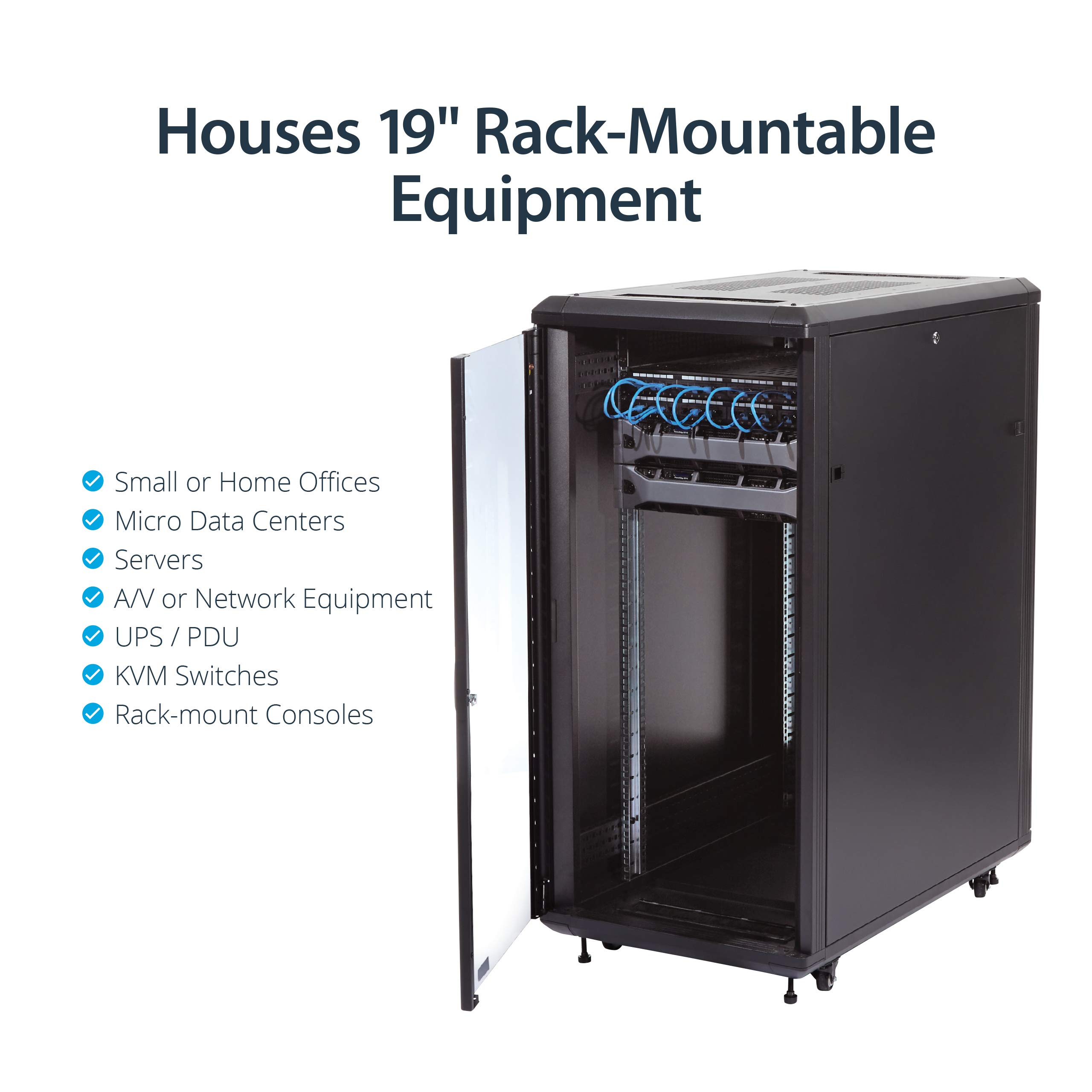 StarTech.com 25U Network Server Rack Cabinet on Wheels for 19" Data, IT ...