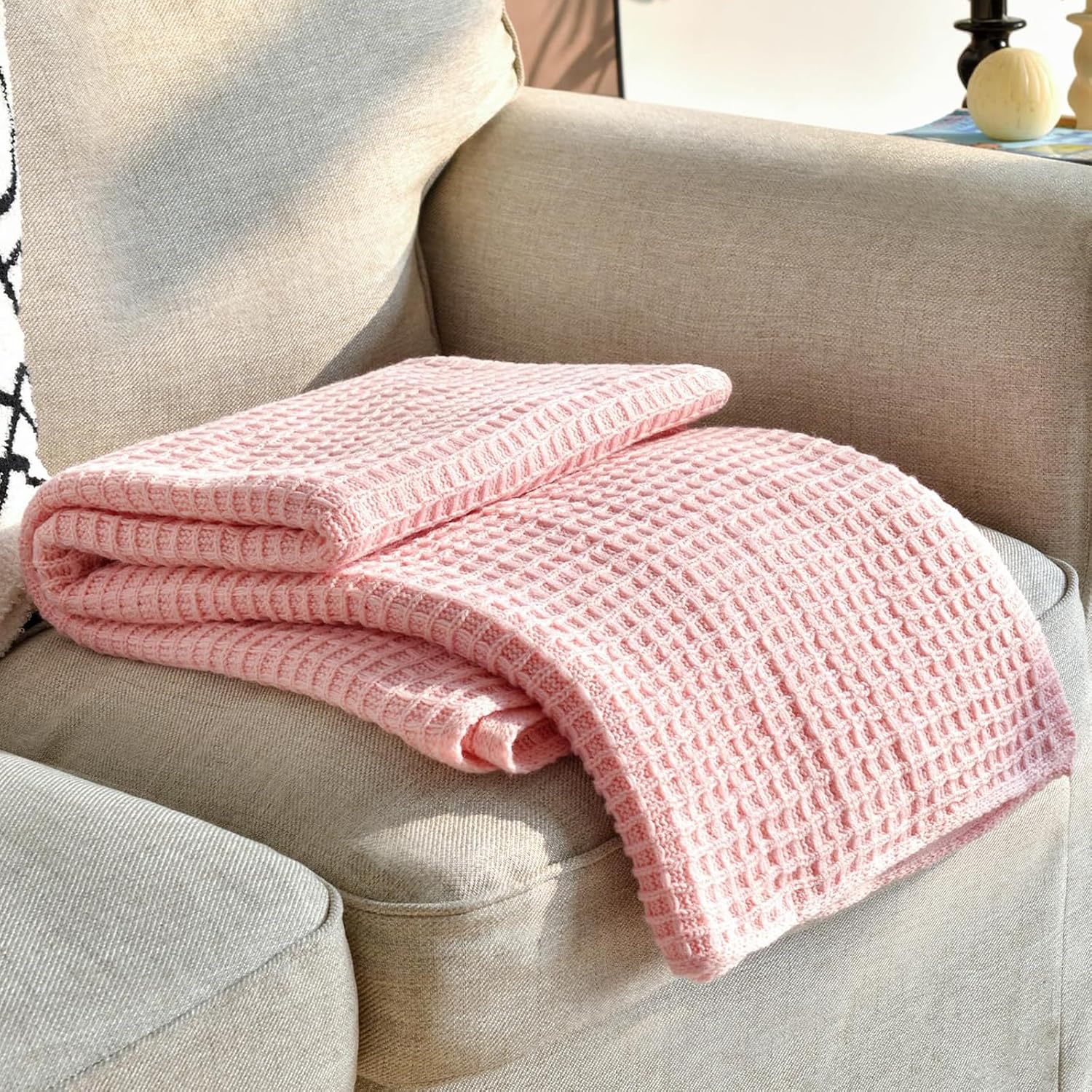 Amazon.com: Xuyier Chunky Cable Knit Throw Blanket, Waffle Knitted ...