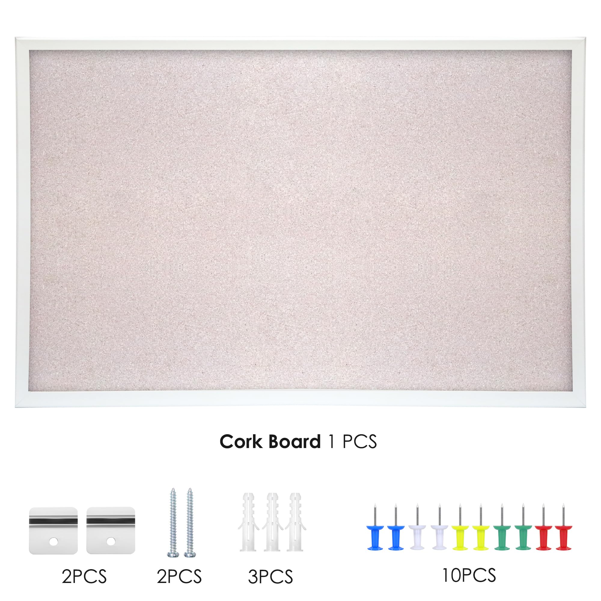 ORIENTOOLS 20" x 30" Cork Board with 10 Color Pins, Bulletin Board for ...