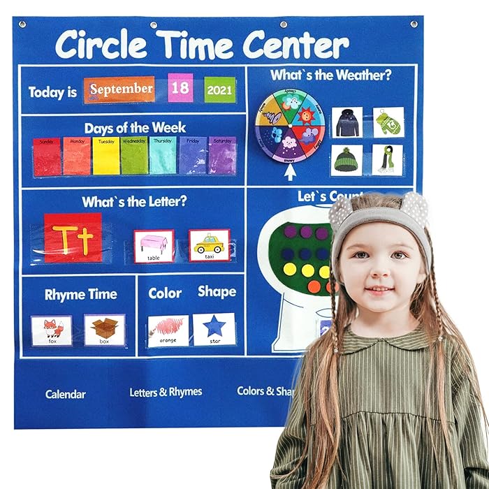 Buy Circle Learning Time Center Pocket Chart Calendar Weather Set ...