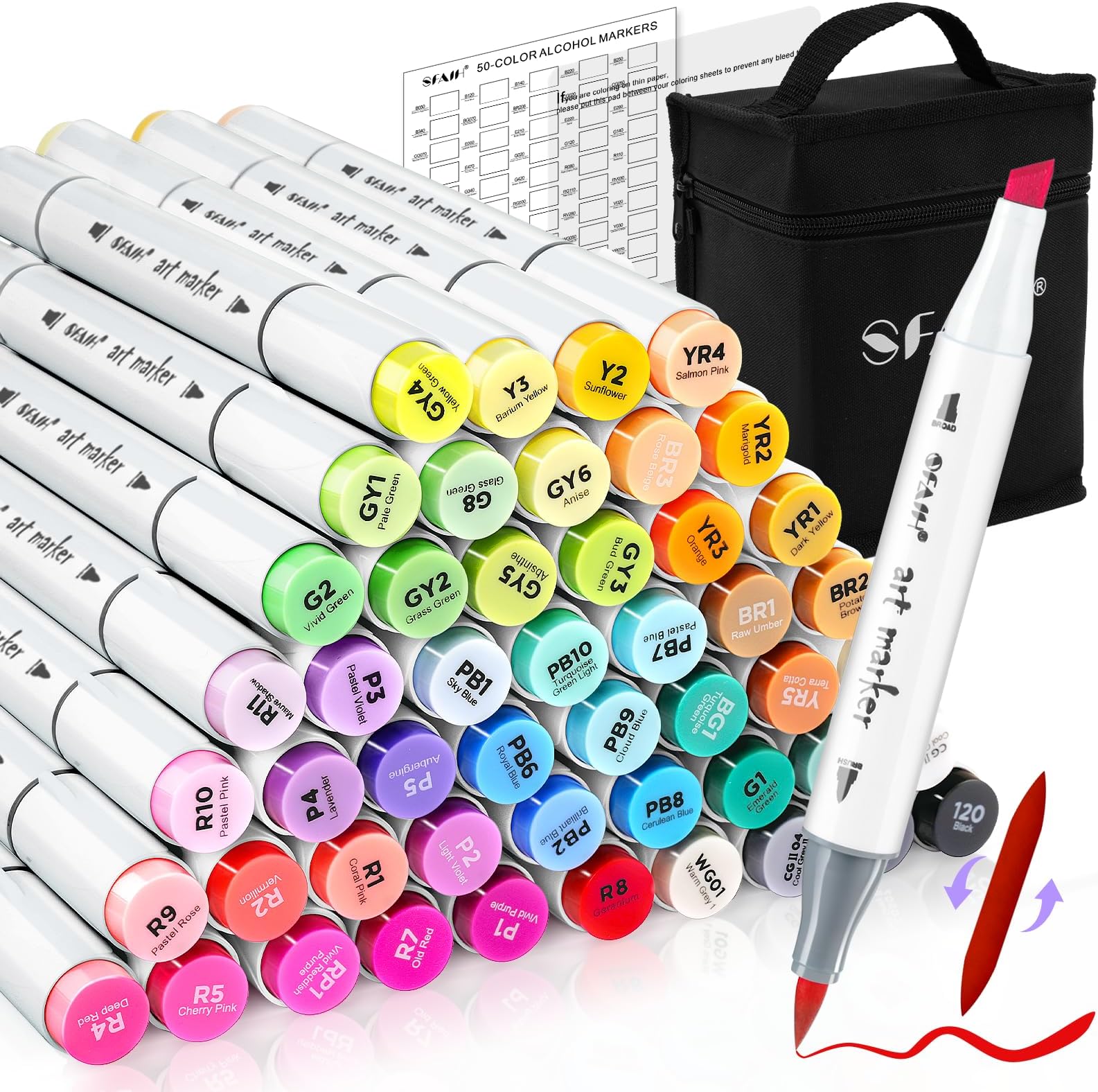 Amazon.com : YHC 80 Alcohol Markers with Free App,Double headed Art ...