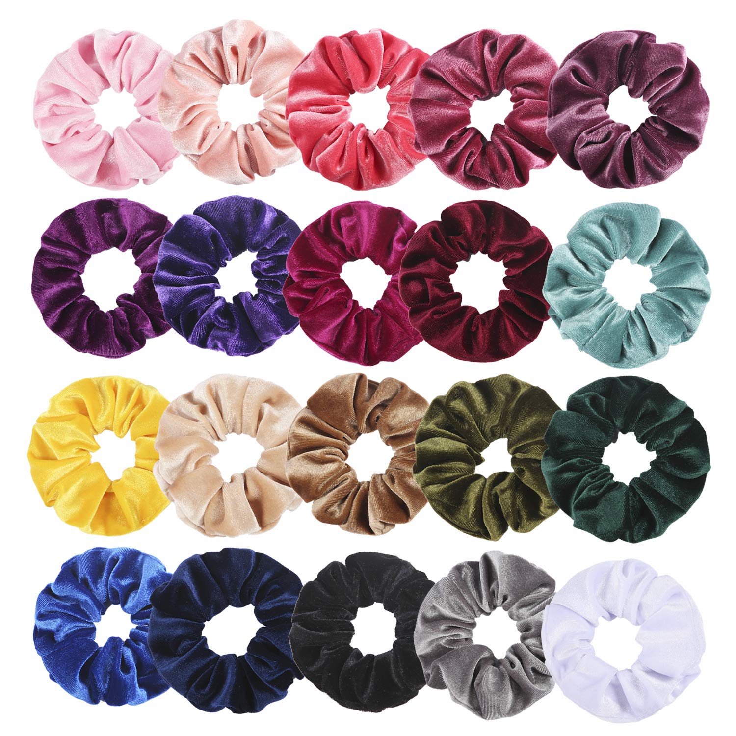 Amazon.com : Wanap Scrunchies, 20PCS Velvet Scrunchies Colorful Hair ...