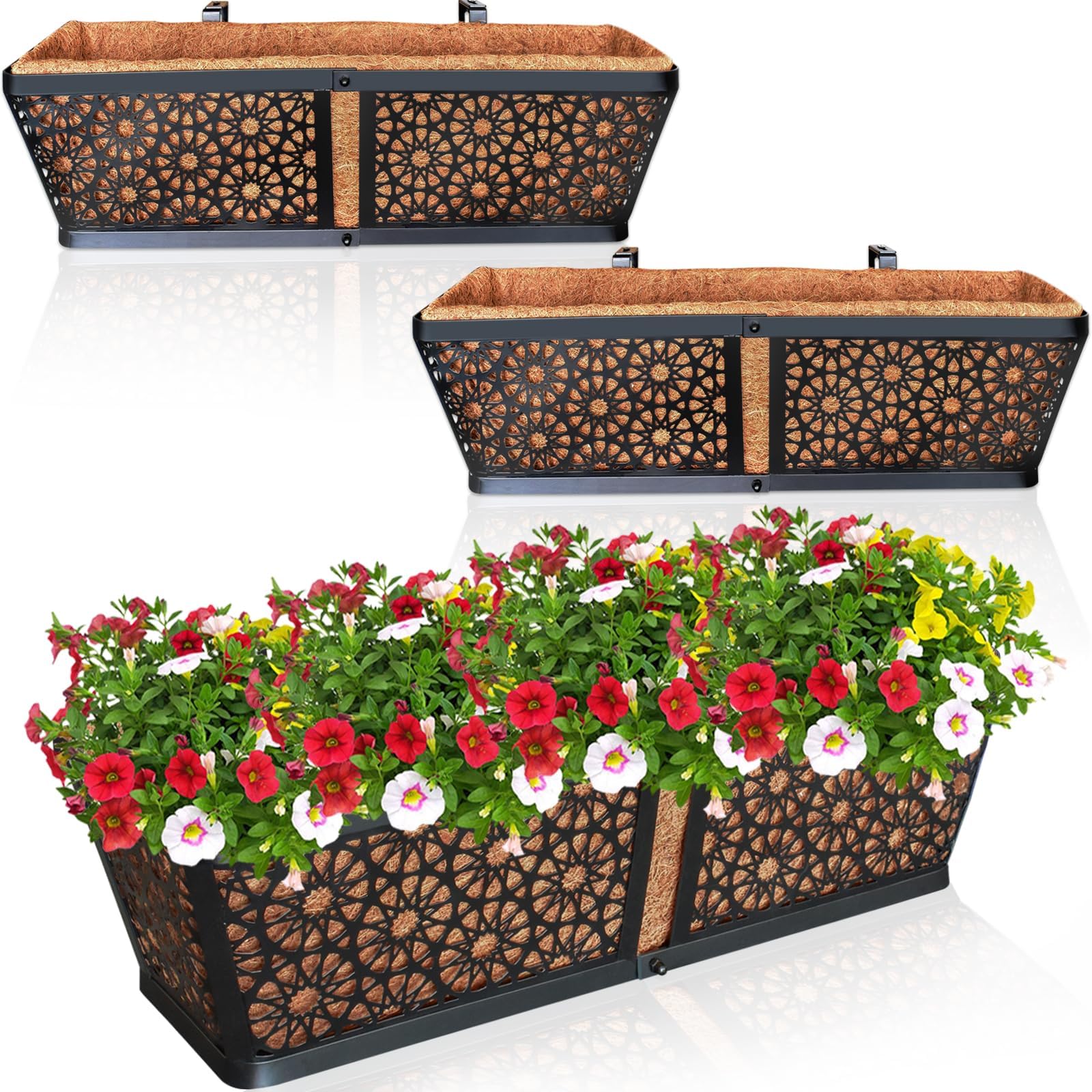 Amazon.com: LAVEVE 30’’ Window Box Railing Planter with Coco Liner (4 ...