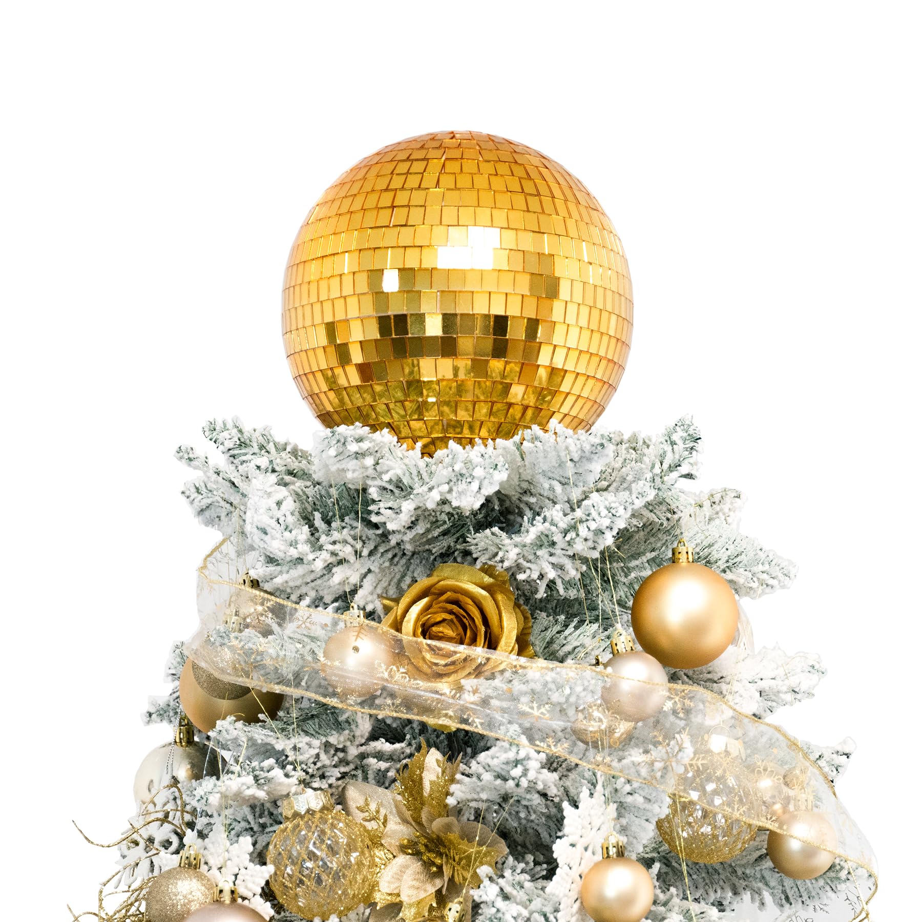 Amazon.com: Gold Christmas Tree Topper 8 Inch Mirror Disco Ball Tree ...