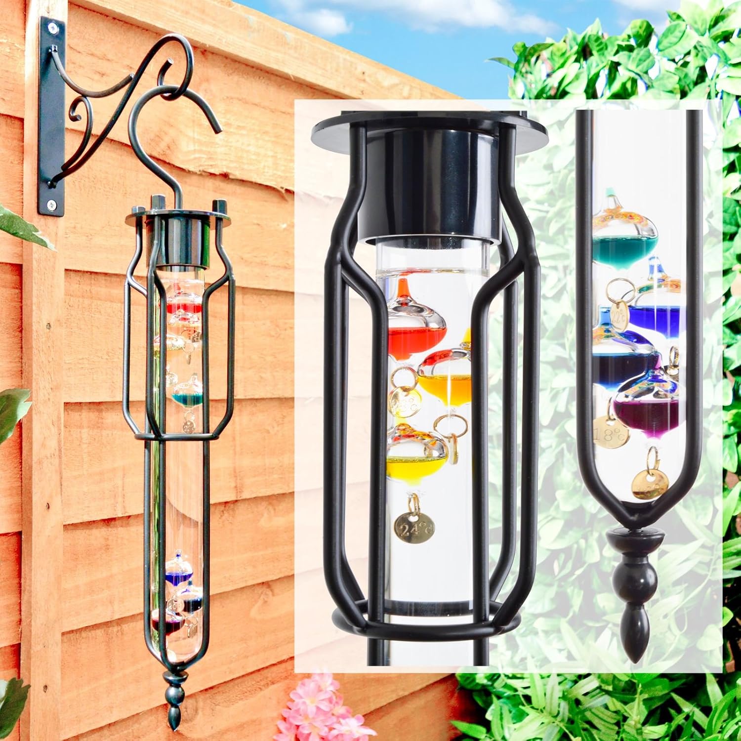 Colourful Hanging Galileo Thermometer For Garden / Home - 7 Globes 16 ...