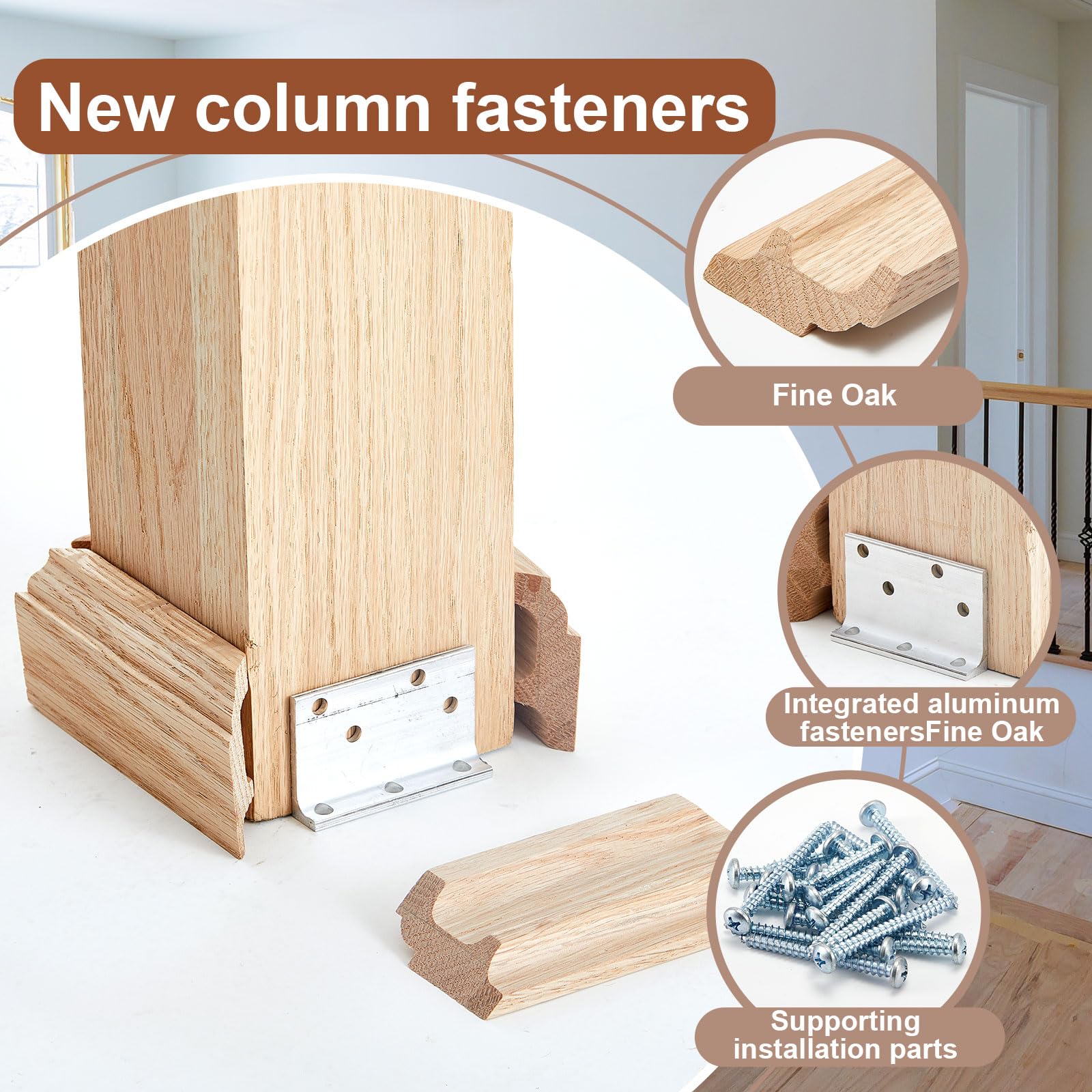 Snapklik.com : Blulu 1 Set 3-1/2" Newel Post Mounting Kit 4 Pcs L ...