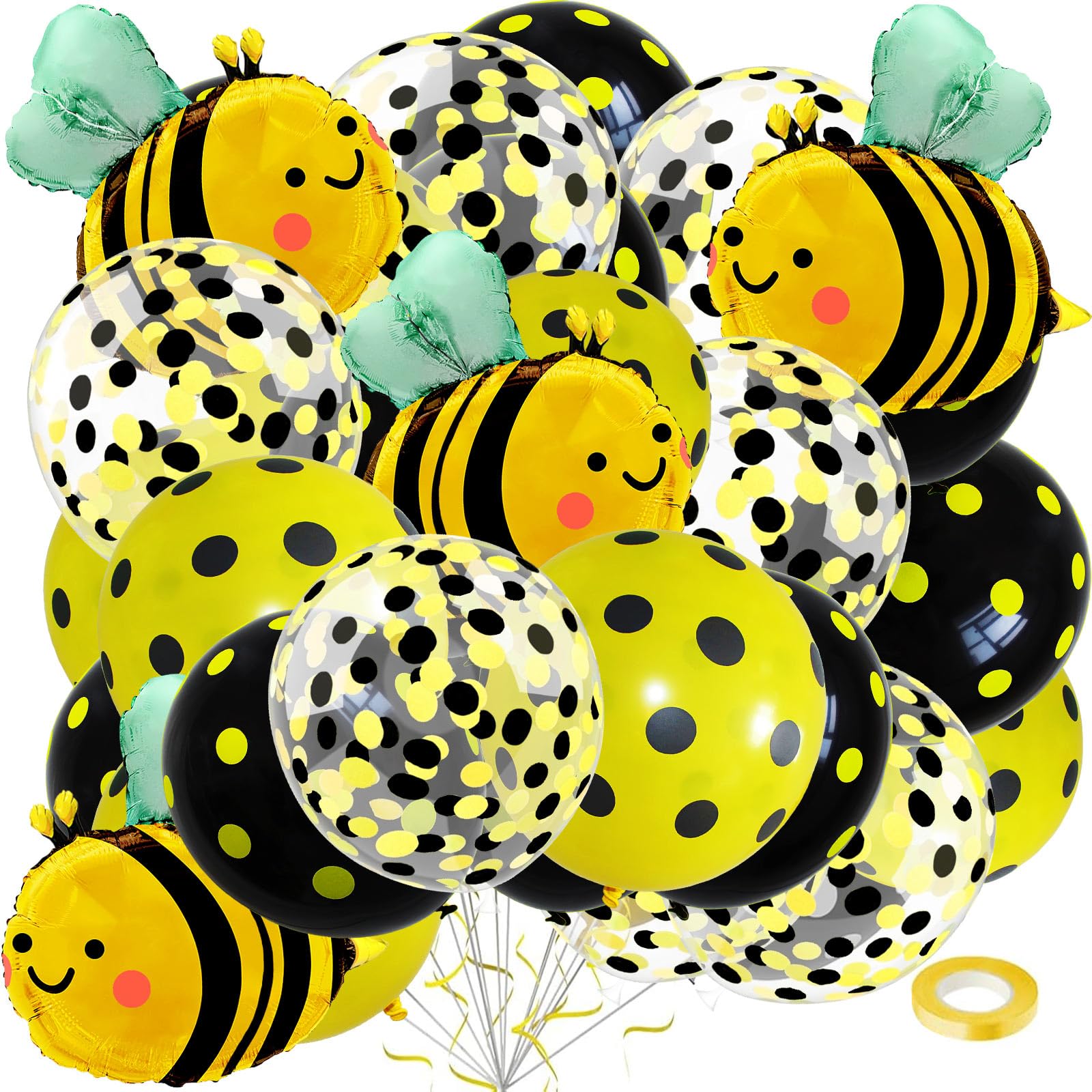 Amazon.com: Bee Balloons 54 Pcs, Lovely Mylar Foil Balloons Yellow ...