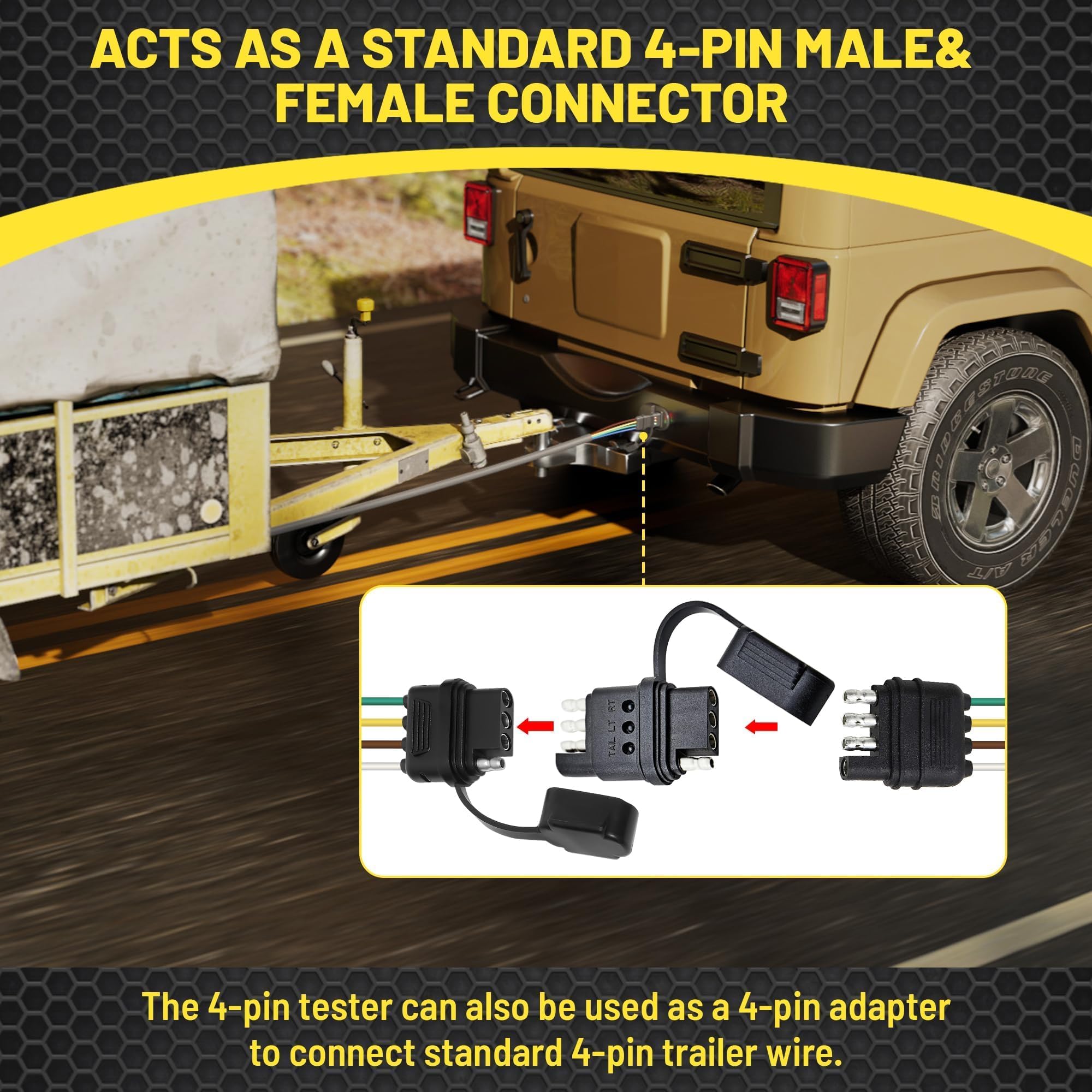 Snapklik.com : Oyviny 4-Way Flat Trailer Wiring Tester, 4 Pin Male And ...