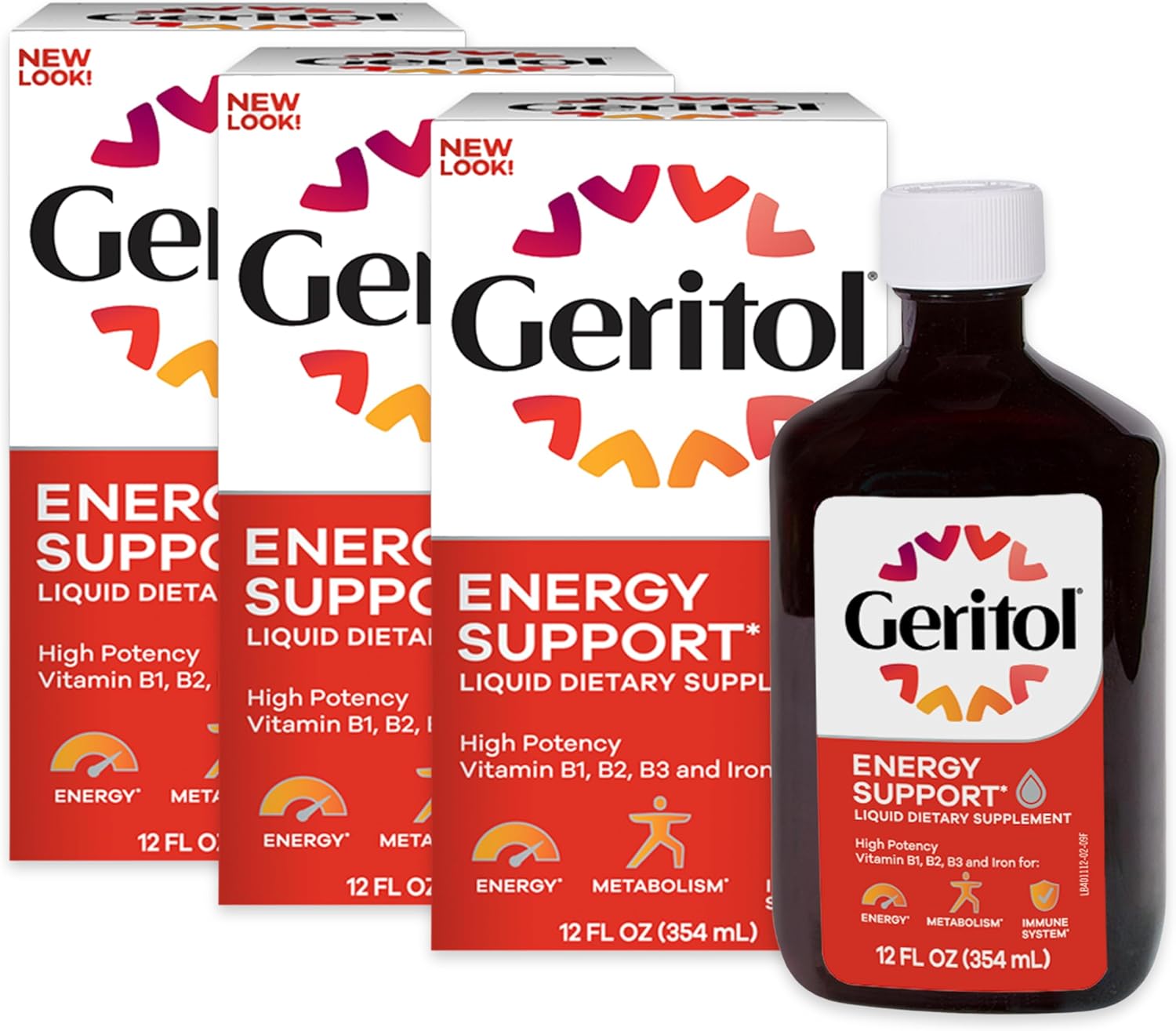 Geritol Liquid Energy Support, High Potency B-Vitamin & Iron Liquid ...