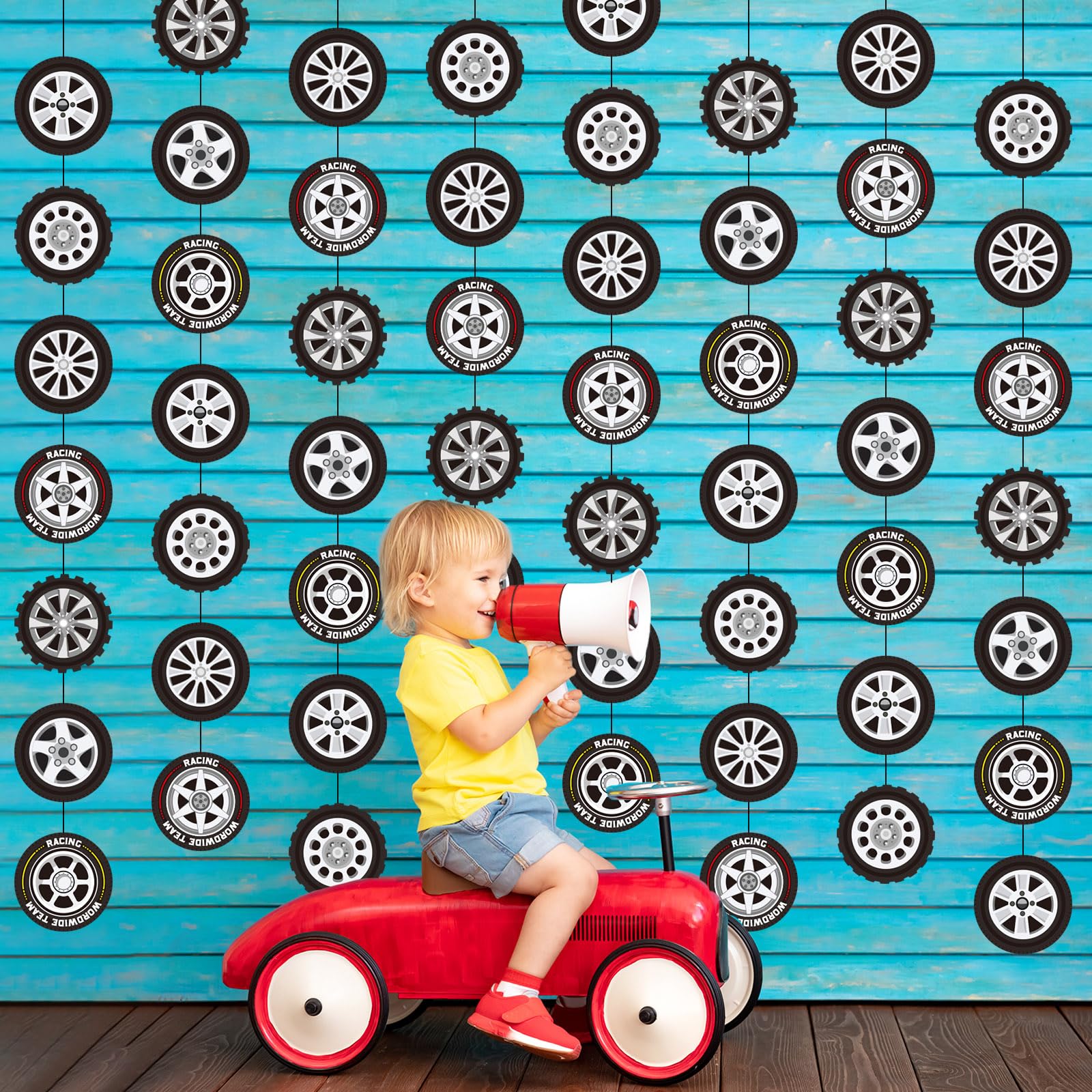 Snapklik.com : 8 Pieces Race Car Party Decorations Wheel Tire Garland ...