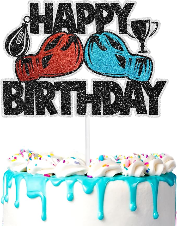 Amazon.com: Boxing Cake Toppers Boxer Champion Theme Kids Happy ...