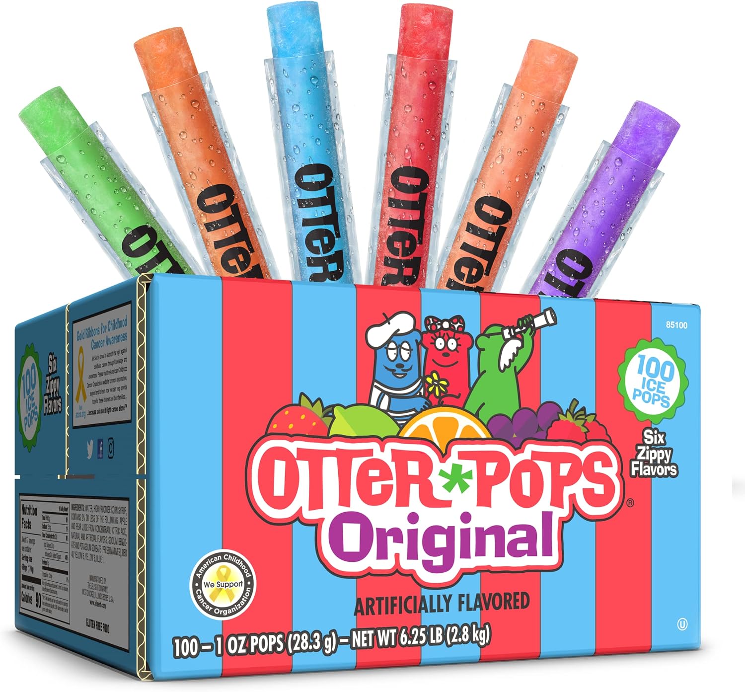 Otter Pops, Original Assorted Freezer Pops, 1oz Freeze Pops in Six ...