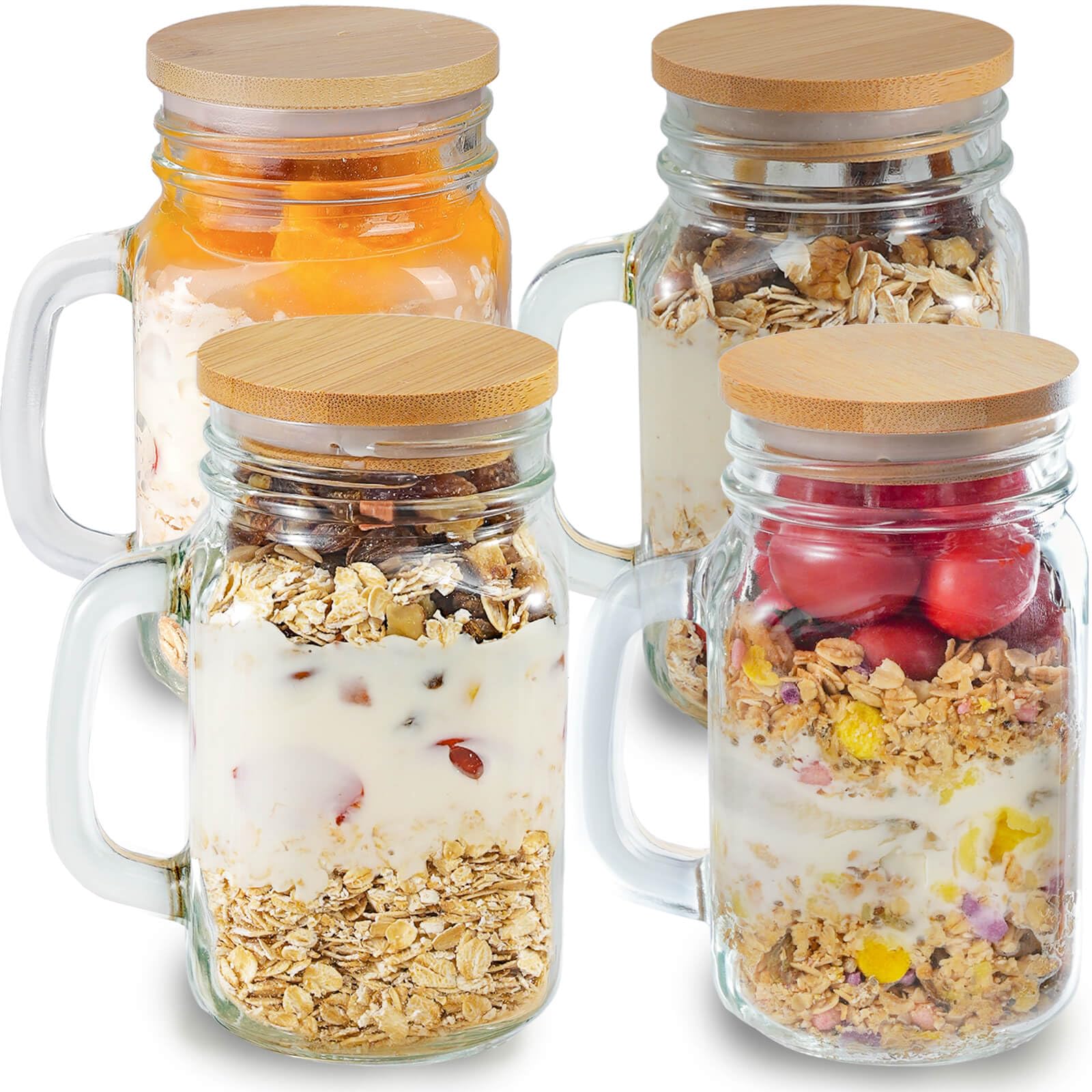 Amazon.com: Overnight Oats Containers with Lids Set of 4, 16 Oz Yogurt ...