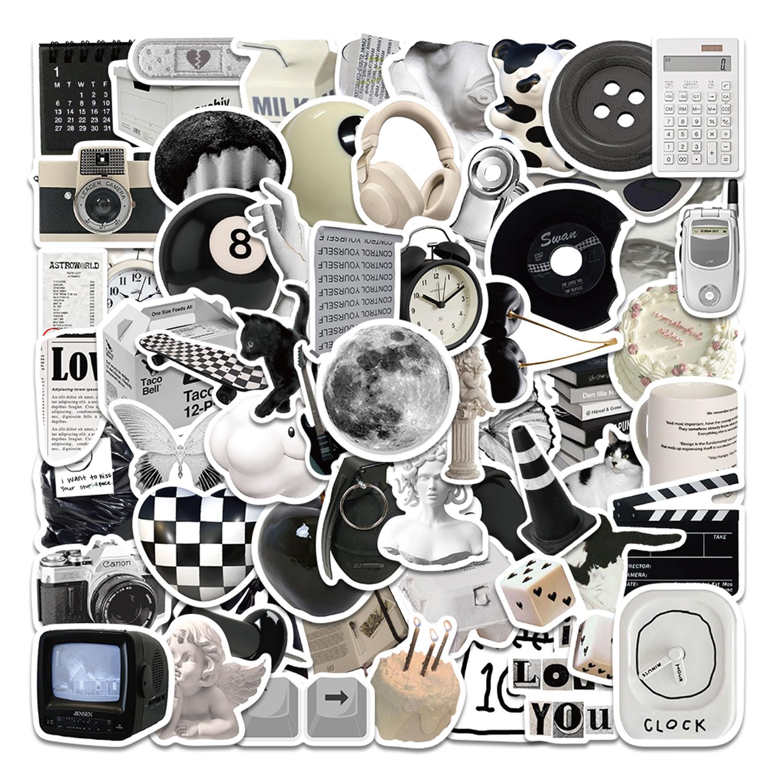 Amazon.com: 61PCS Vintage Black and White Stickers,Y2K Aesthetic ...