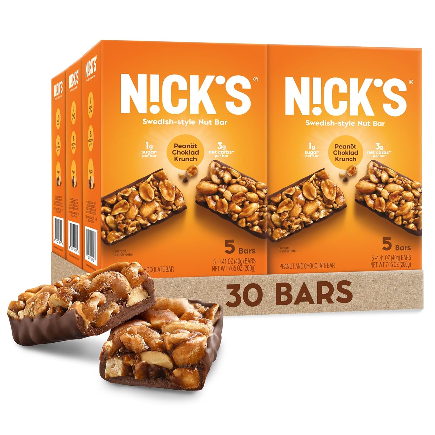 Amazon.com: NICK'S Peanut Chocolate Snack Bar, Keto Nut Snack for ...