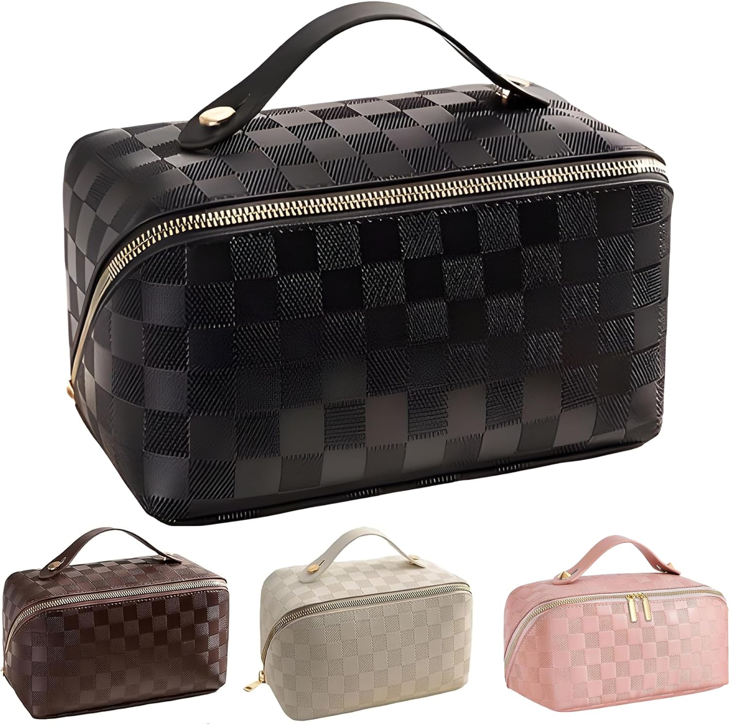 Amazon.com: Checker Makeup Bag, Checkered Cosmetic Bag, Large Capacity ...