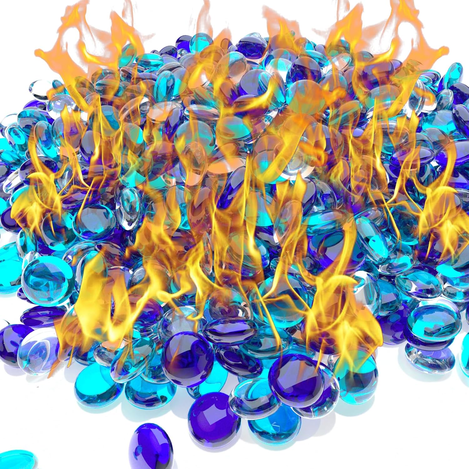 Amazon.com: Uniflasy 20 Pounds Fire Pit Glass, 1/2 Inch Reflective Fire ...