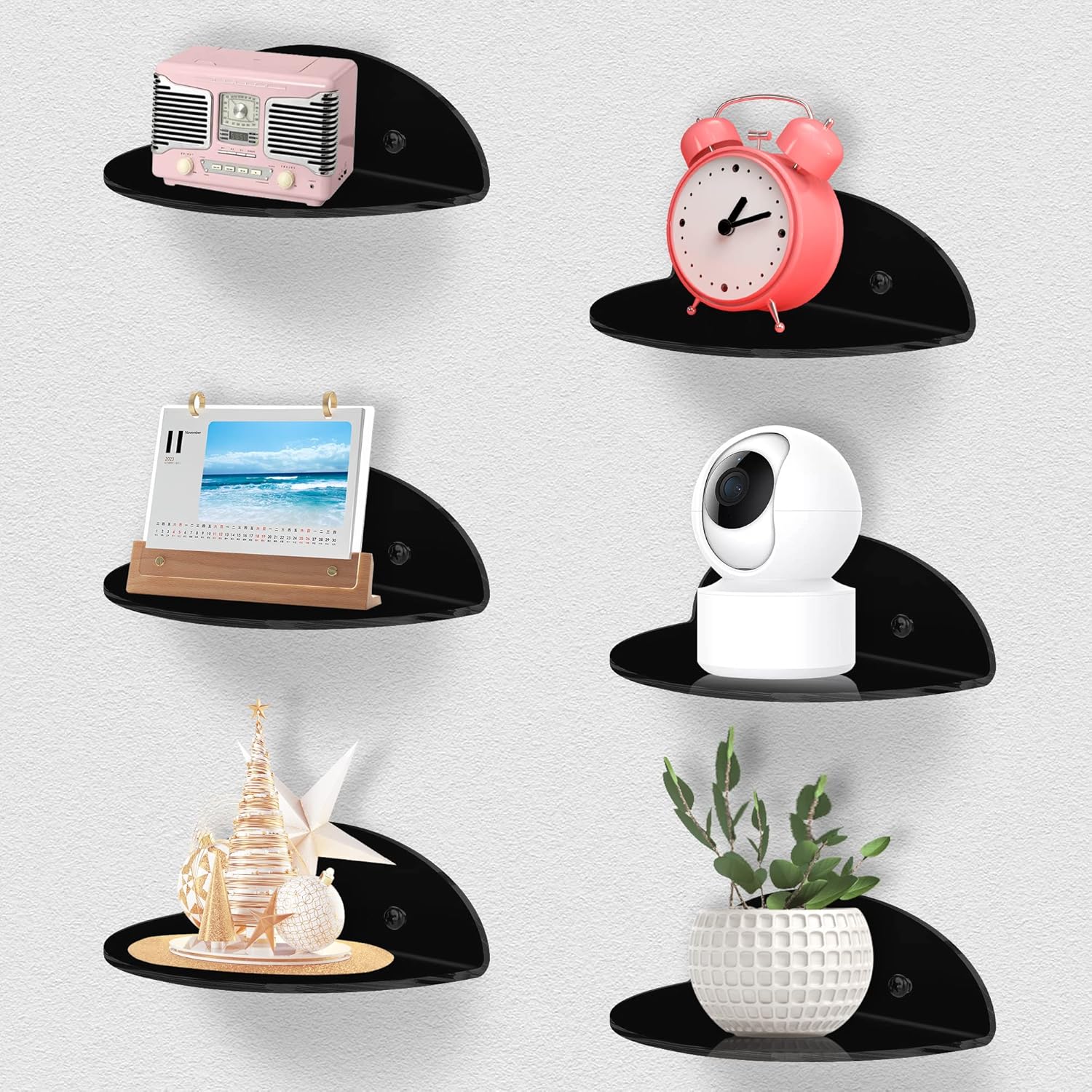 Amazon.com: Small Shelf, 6 Set Small Floating Shelves for Wall, Black ...