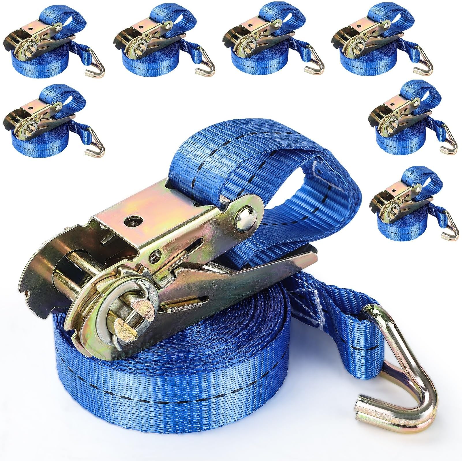 x10 50MM 8 Metre 5 Ton Blue Ratchet Lashing Straps with Claw Hook ...