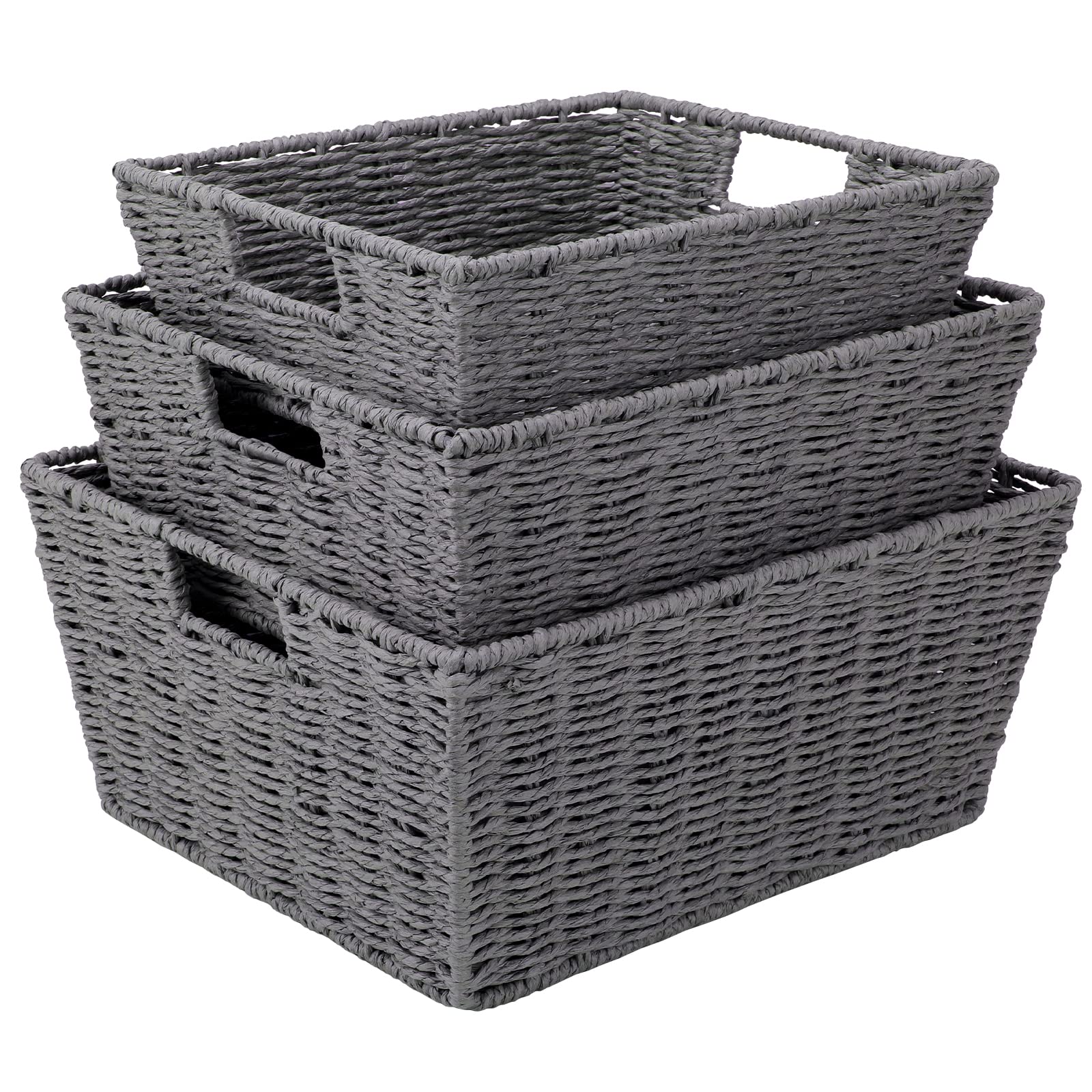 Amazon.com: MEELOTOP Wicker Storage Baskets, Paper Rope Woven Baskets ...