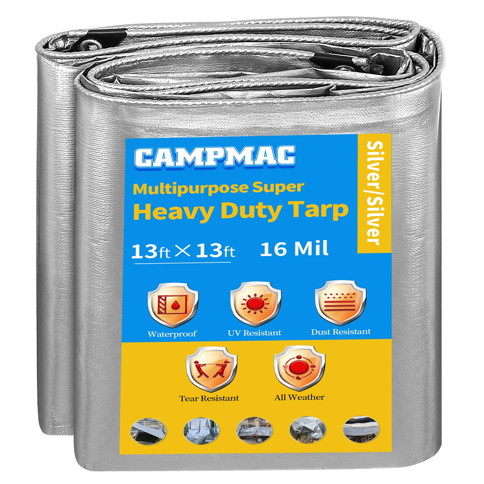 Snapklik.com : CAMPMAC Extra Heavy Duty Tarp, 16 Mil Thick, High Durability