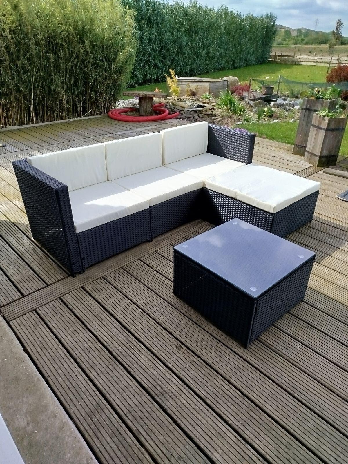 Salon de Jardin Exterieur en Rotin, Table de Jardin Exterieur avec ...