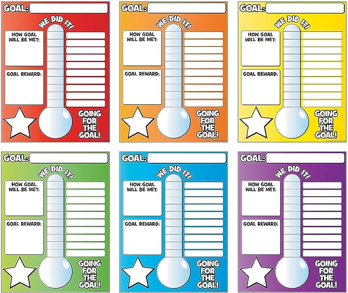 Amazon.com: Fun Express Vertical Goal Thermometer Poster - Classroom ...