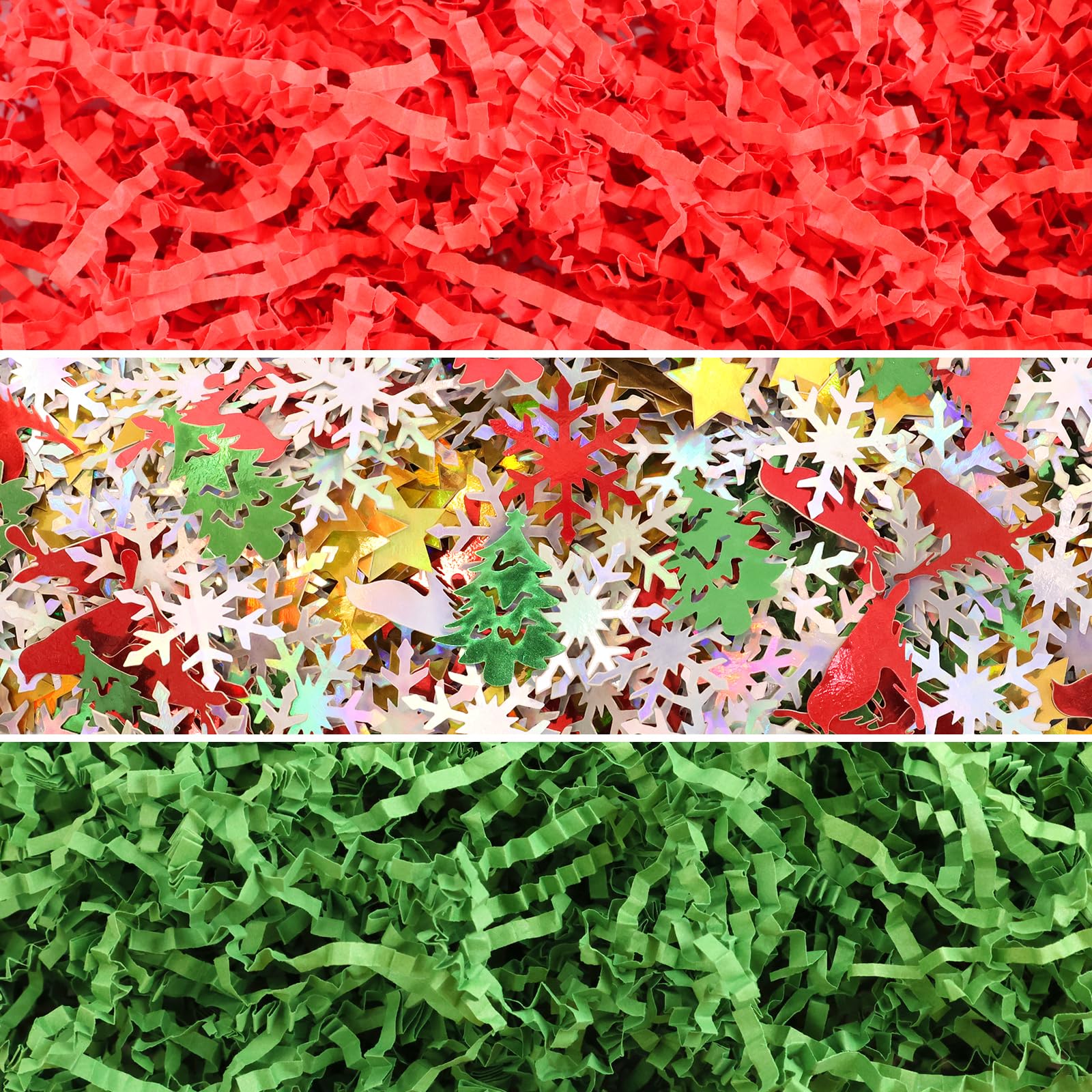 Amazon.com: 1LB Christmas Crinkle Cut Paper Red Green Christmas Basket ...