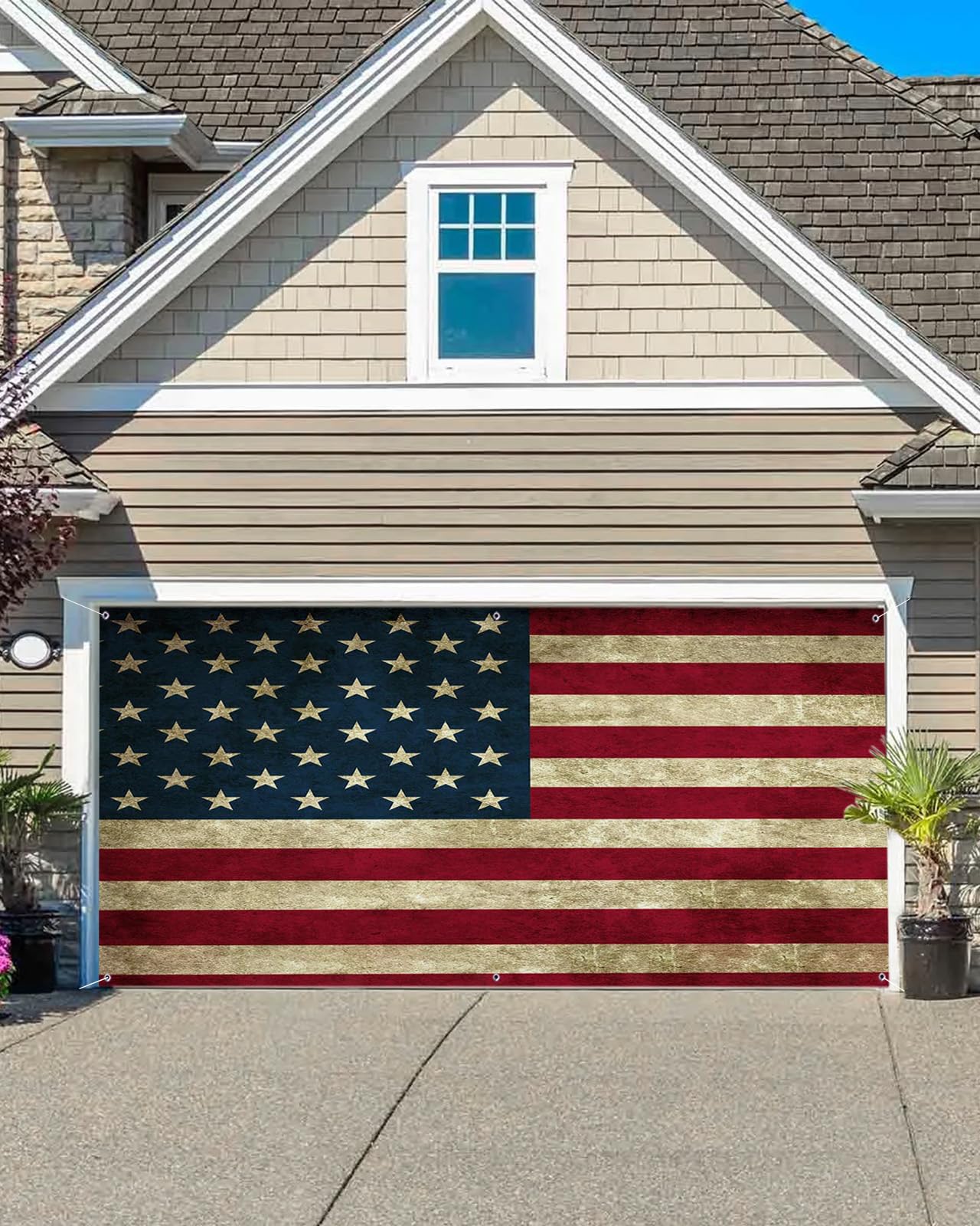 Amazon.com: Vintage USA Flag Garage Door Decorations, American US Flag ...