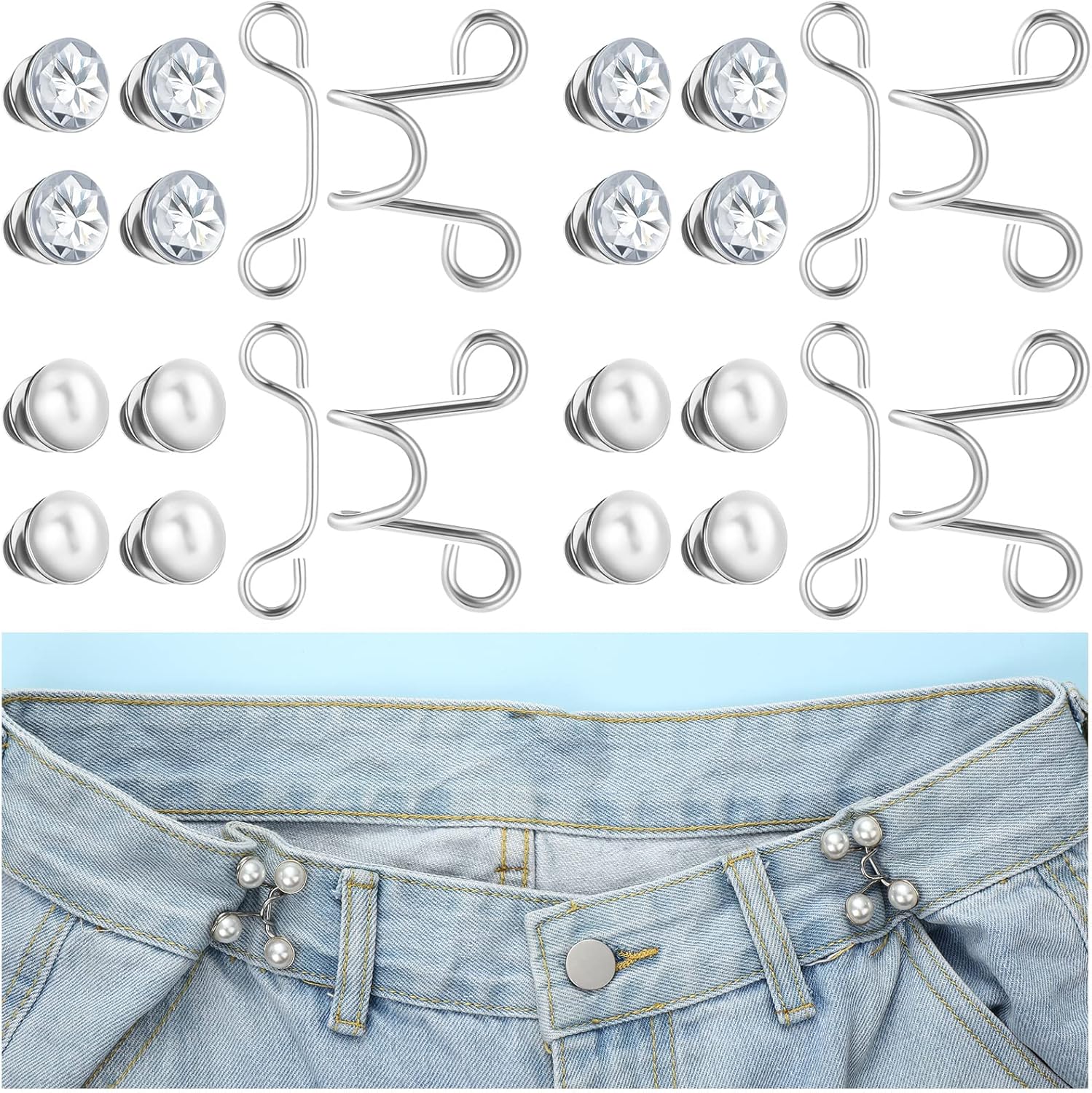 Amazon.com: 24 Pieces Pant Waist Tightener Jean Adjustable Waist Button ...