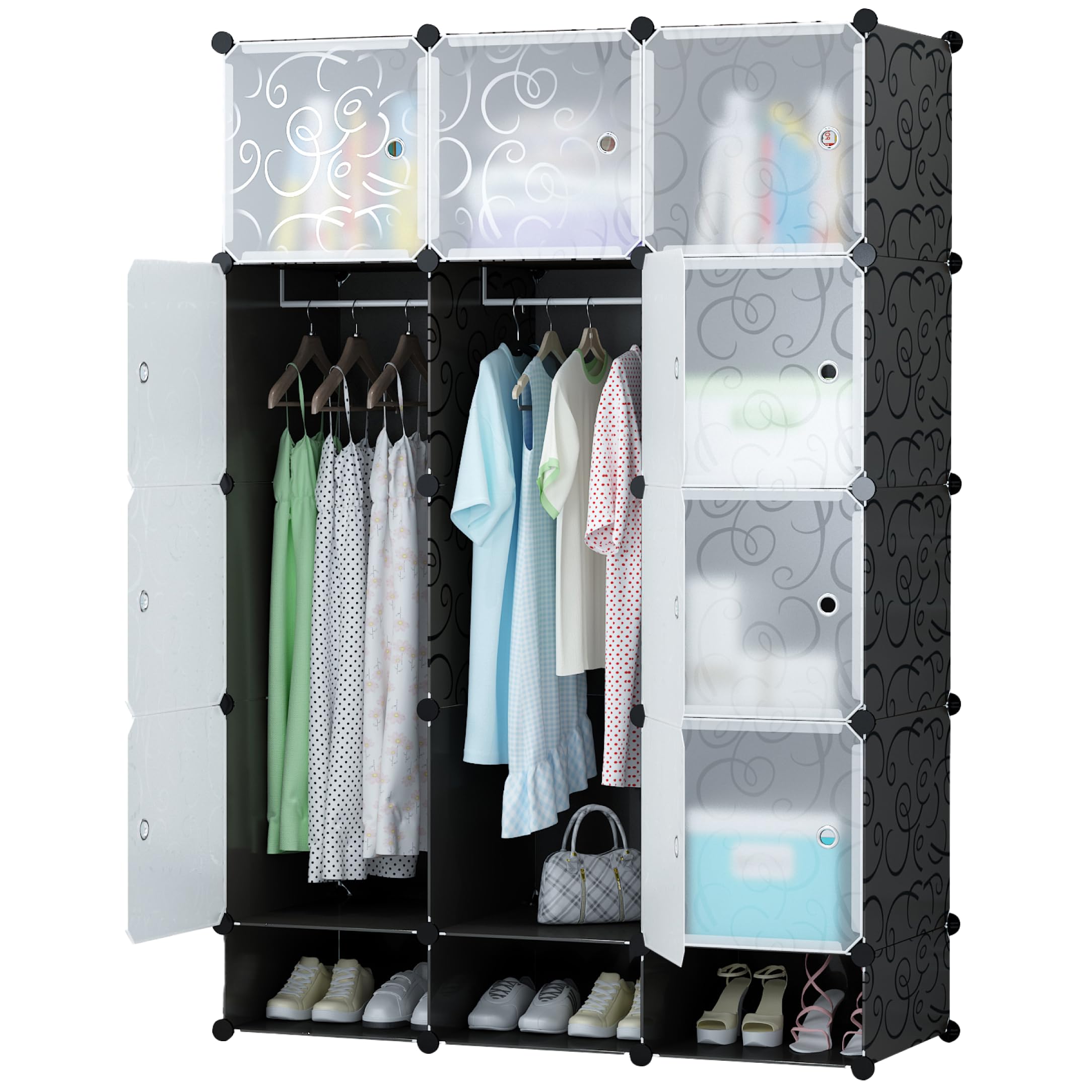 BREEZEE Armario Armable de Plastico, Diseño Portatil de 12 Puertas ...