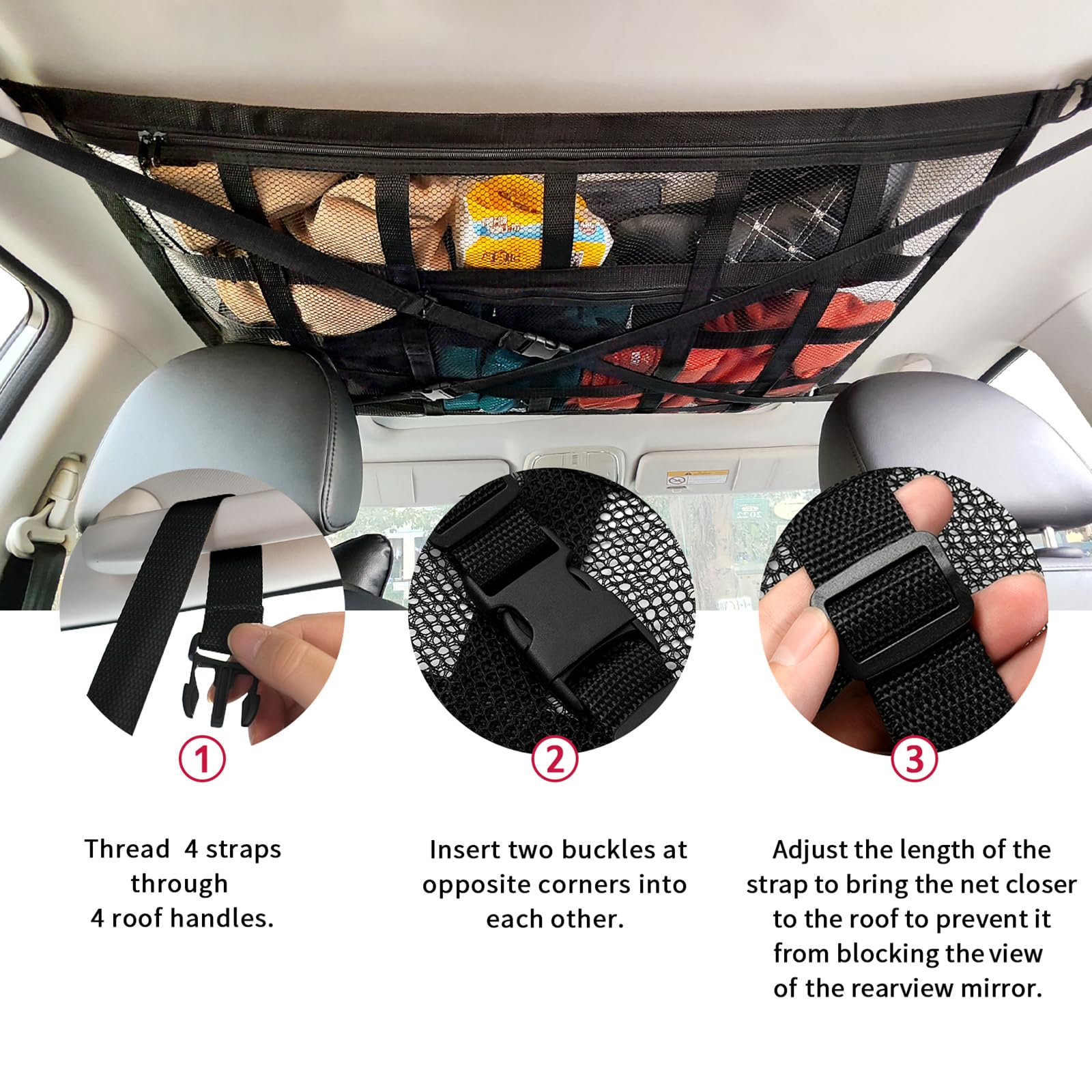 Snapklik.com : DEERMOTO Upgraded Car Ceiling Cargo Net 315"x217" Car ...