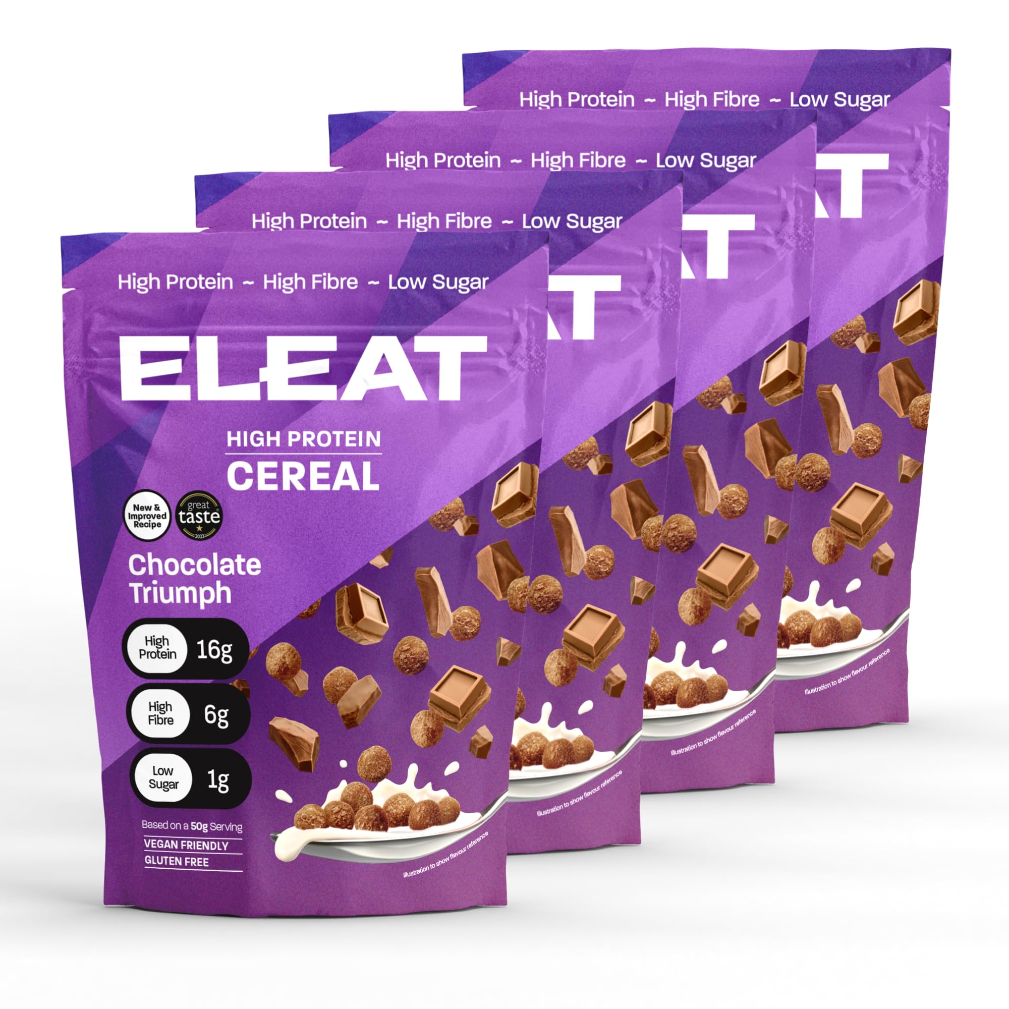 Buy ELEAT Protein Cereal Multi-Pack 4 x 250g Pouches - Chocolate ...