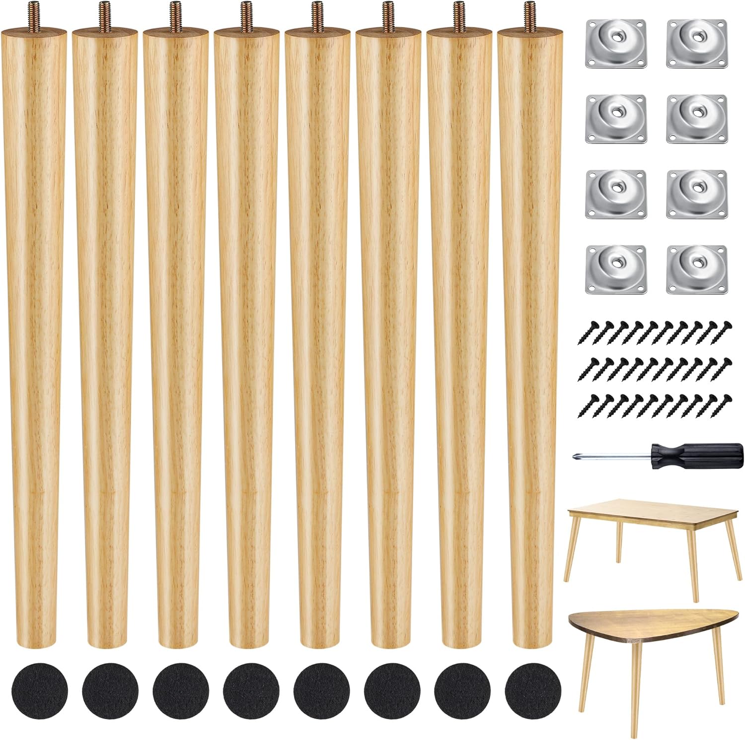 Amazon.com: TURSTIN 8 Pieces 16 Inches Table Legs Wood Furniture Legs ...
