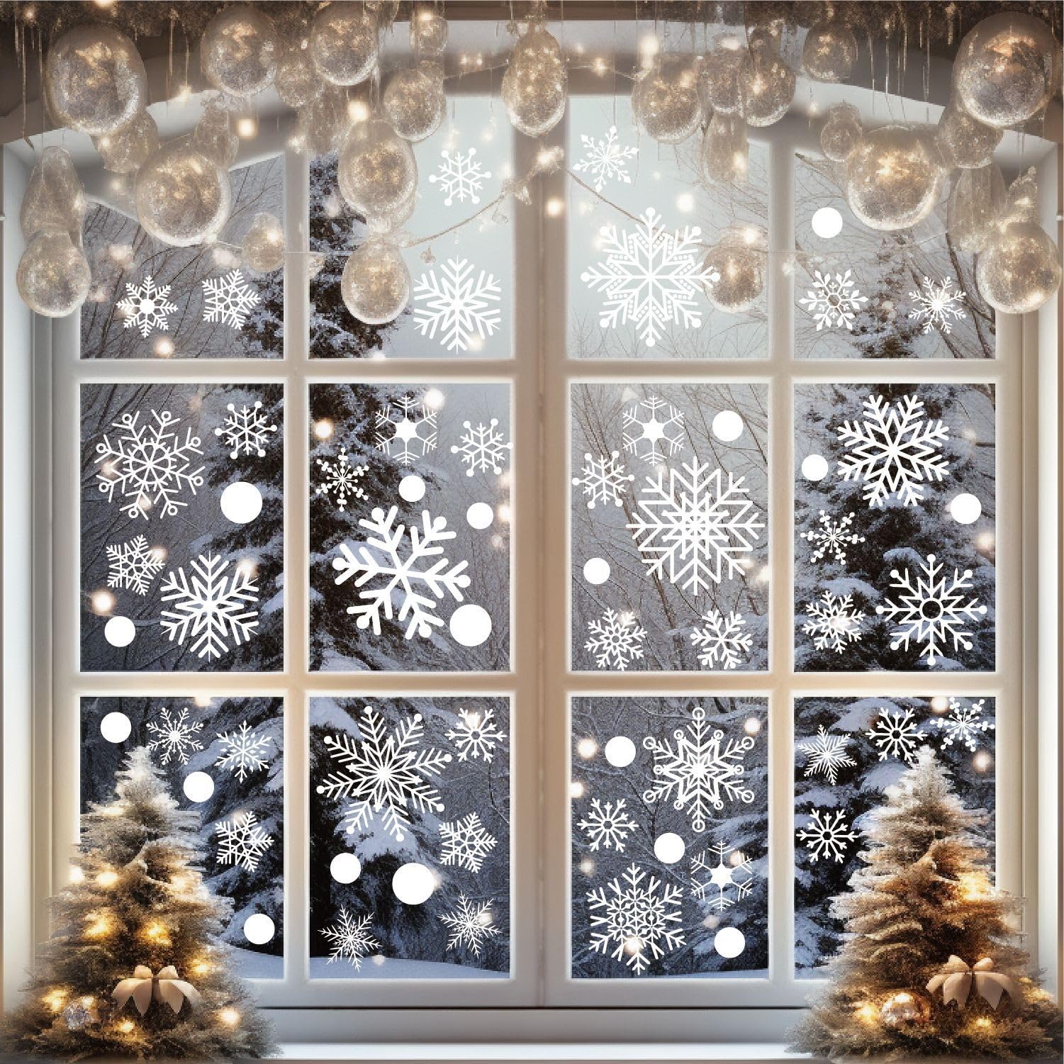 Amazon.com: White Snowflakes Window Clings - 8 Sheets 152 Pcs Christmas ...