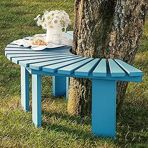 Amazon.com: Outdoor Wooden Curved Benches - Round Park Bench in Solid ...